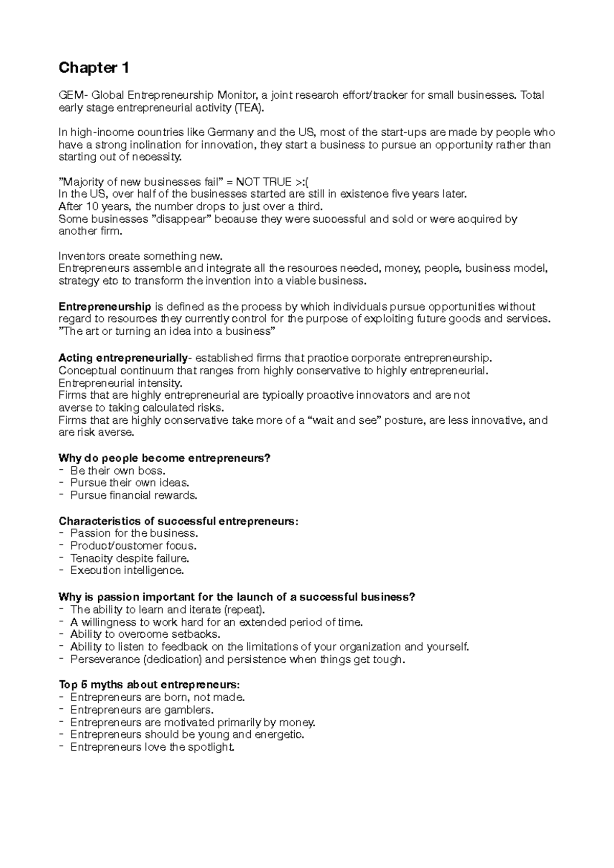 Entrepreneurship; successfully launching new ventures summary - Chapter ...