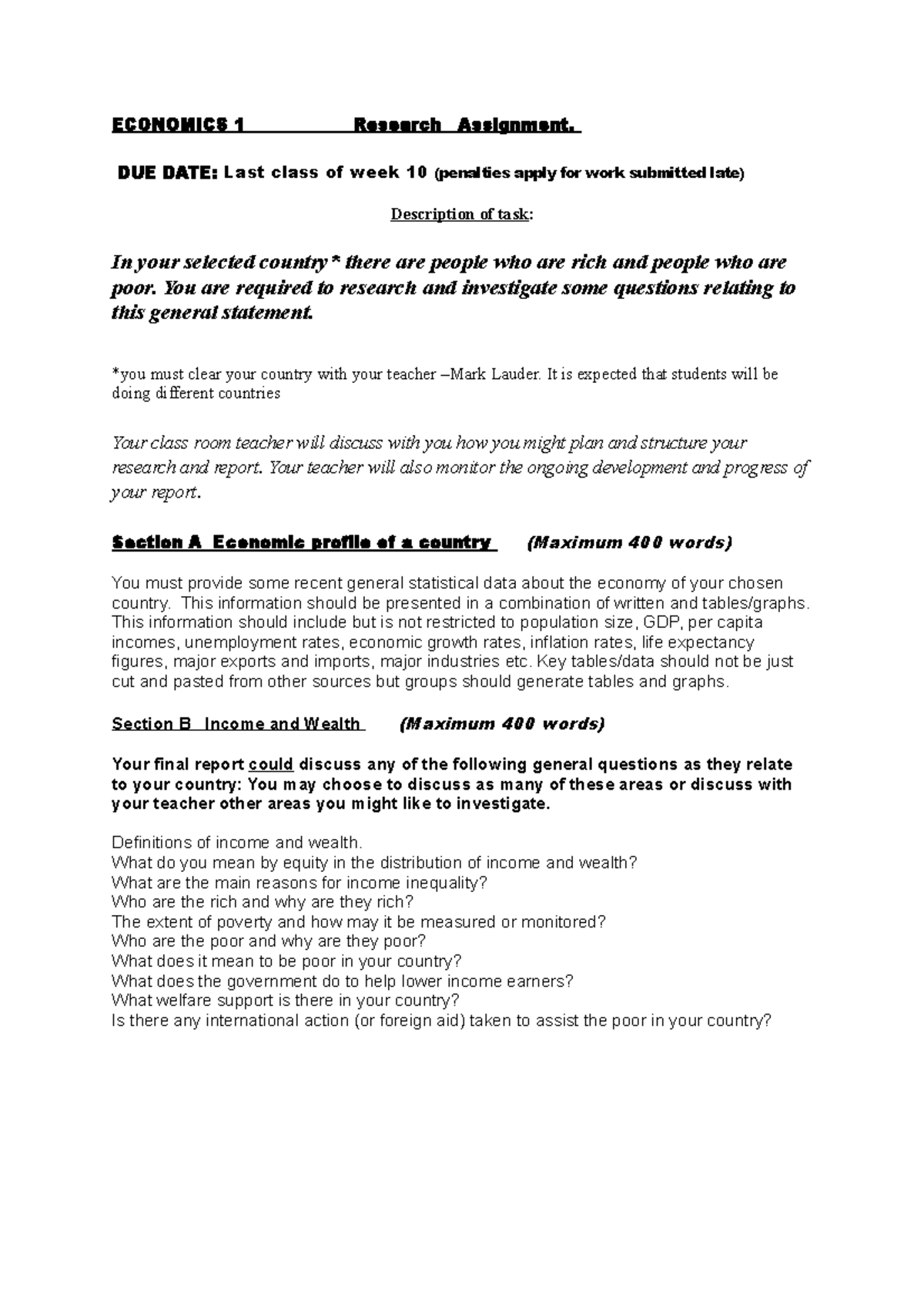 Eco 1 research task 2-2022 - ECONOMICS 1 Research Assignment. DUE DATE ...