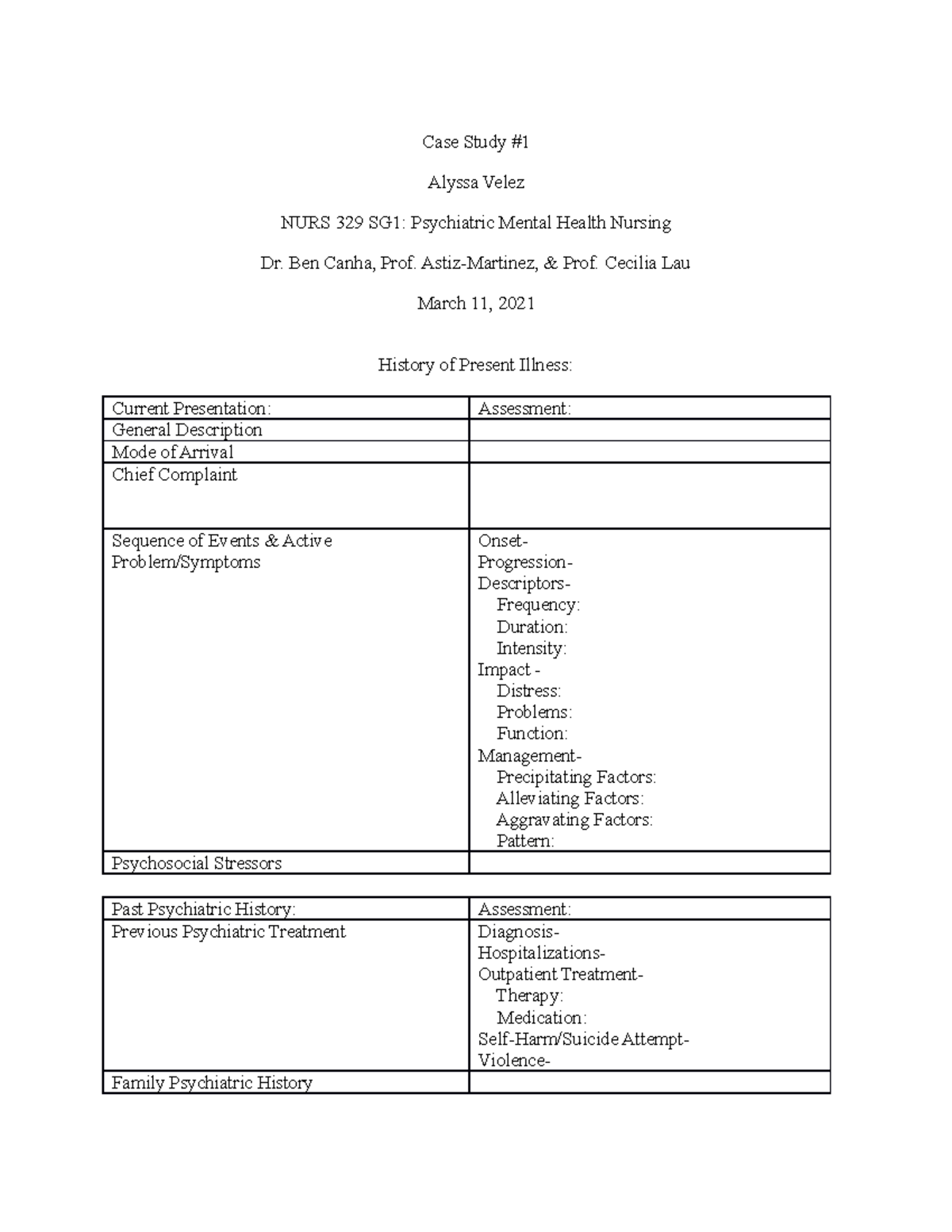 Case Study Template - Marisa Astiz-Martinez - Case Study # Alyssa Velez NURS 329 SG1 ...
