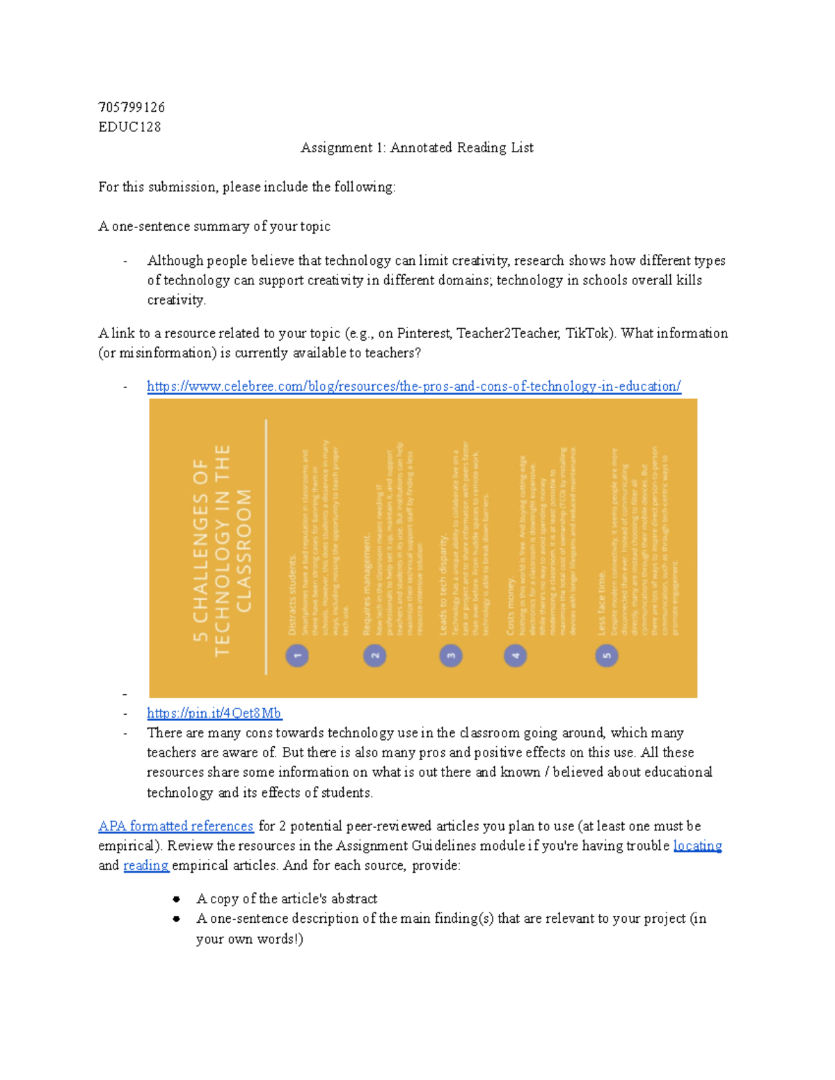 Assignment 1 Annotated Reading List - 705799126 EDUC Assignment 1 ...