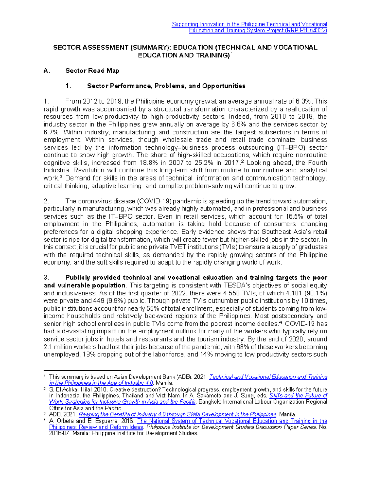 54332-001-ssa - Clear and concise - Supporting Innovation in the Philippine Technical and ...