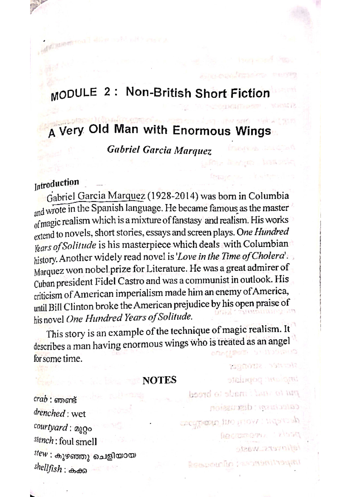 A very old man with enormous wings - B.A English Language and ...