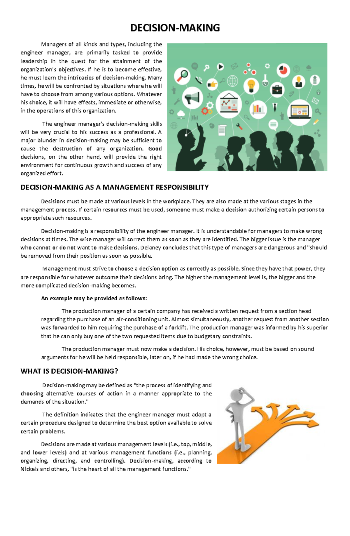 Decision-Making - simple - DECISION-MAKING Managers of all kinds and ...