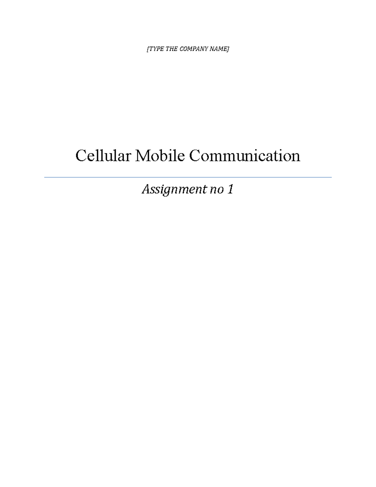 CELLULAR MOBILE COMMUNICATION doc - [TYPE THE COMPANY NAME] Cellular ...