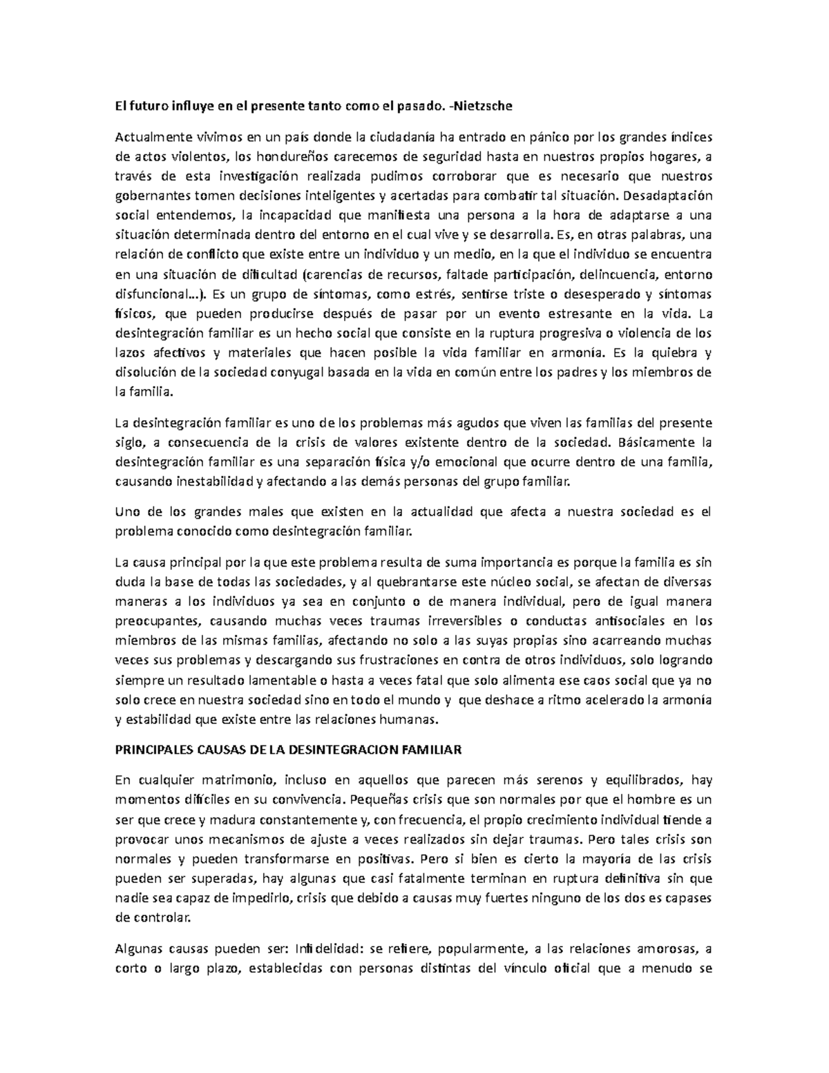 Ensayo de desadaptacion social - El futuro influye en el presente tanto ...