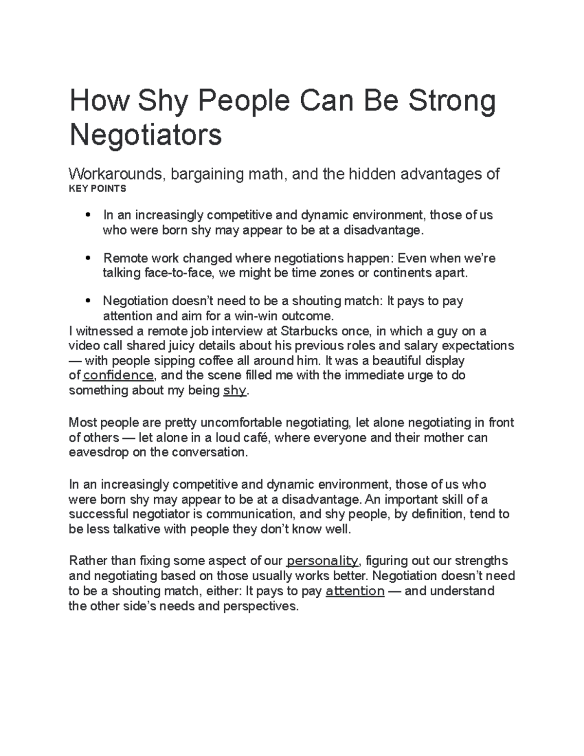 How Shy People Can Be Strong Negotiators - How Shy People Can Be Strong ...
