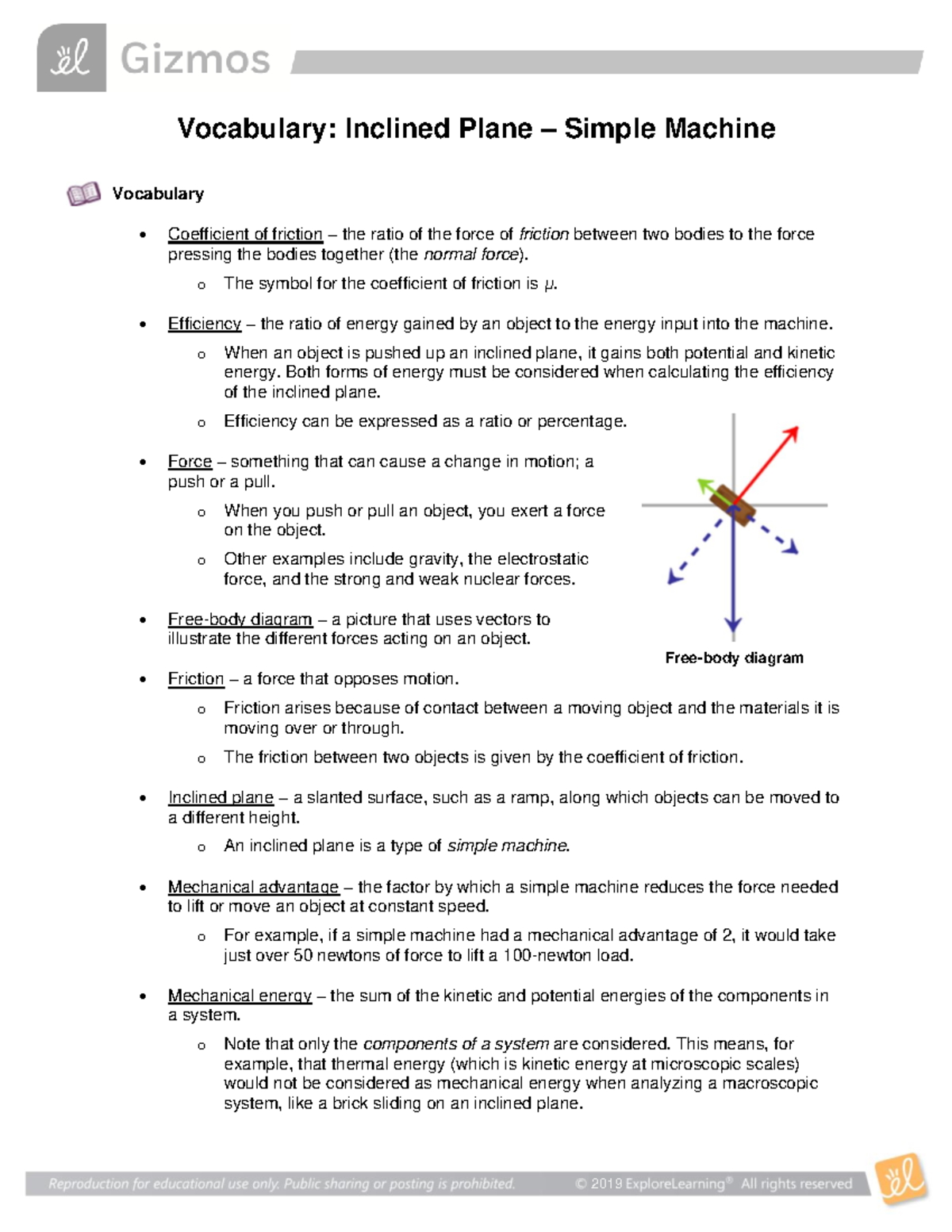 Inclined Plane Simple Machine Vocab - 2019 Vocabulary: Inclined Plane ...