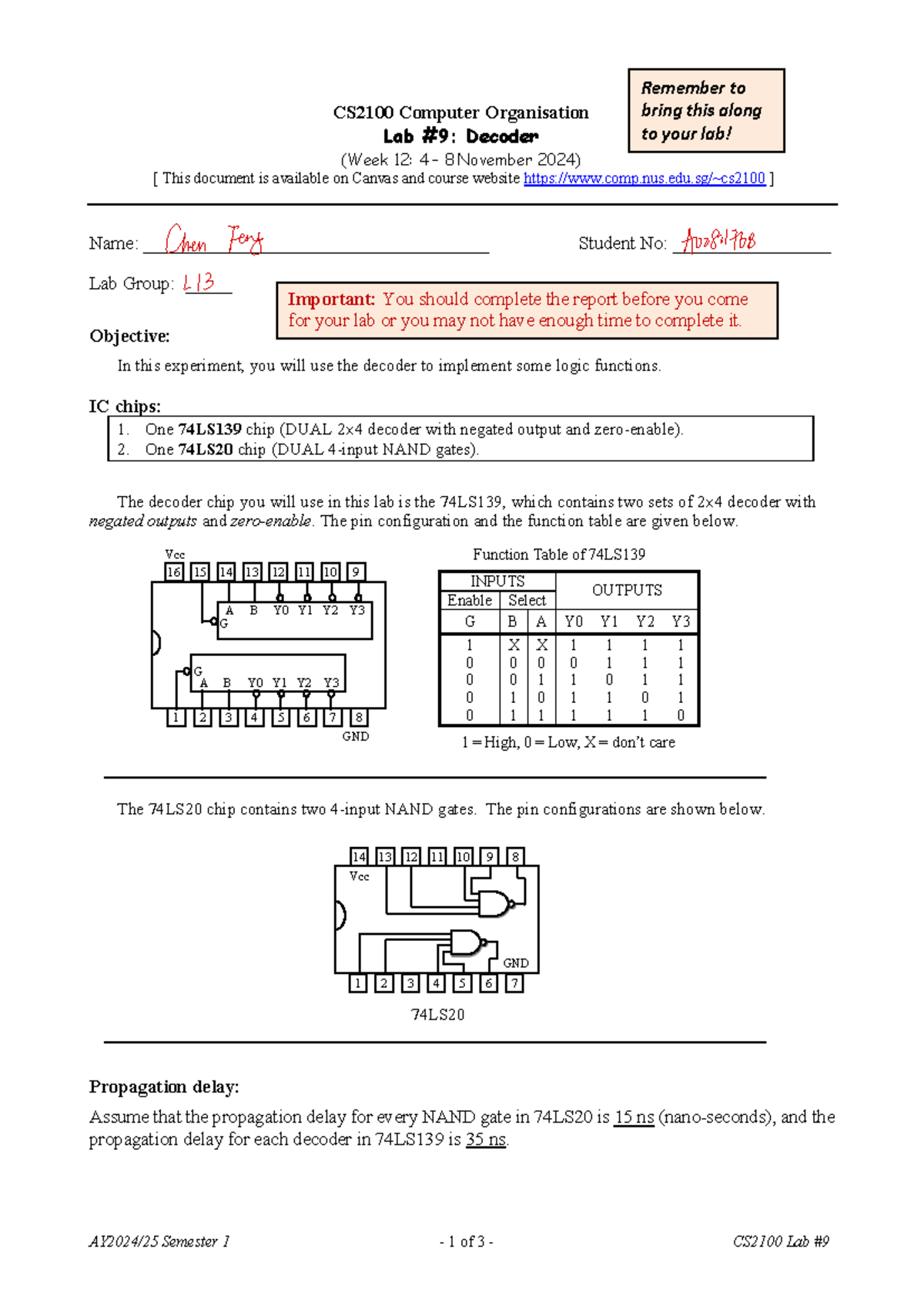 Lab9qns - Lab sheet - AY2024/ 25 Semester 1 - 1 of 3 - CS2100 Lab # 9 CS2100 Computer ...