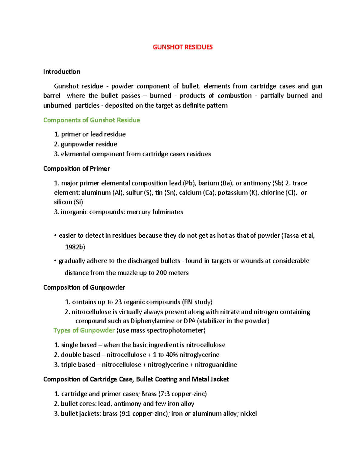 Gunshot Residues - GUNSHOT RESIDUES Introduction Gunshot residue ...