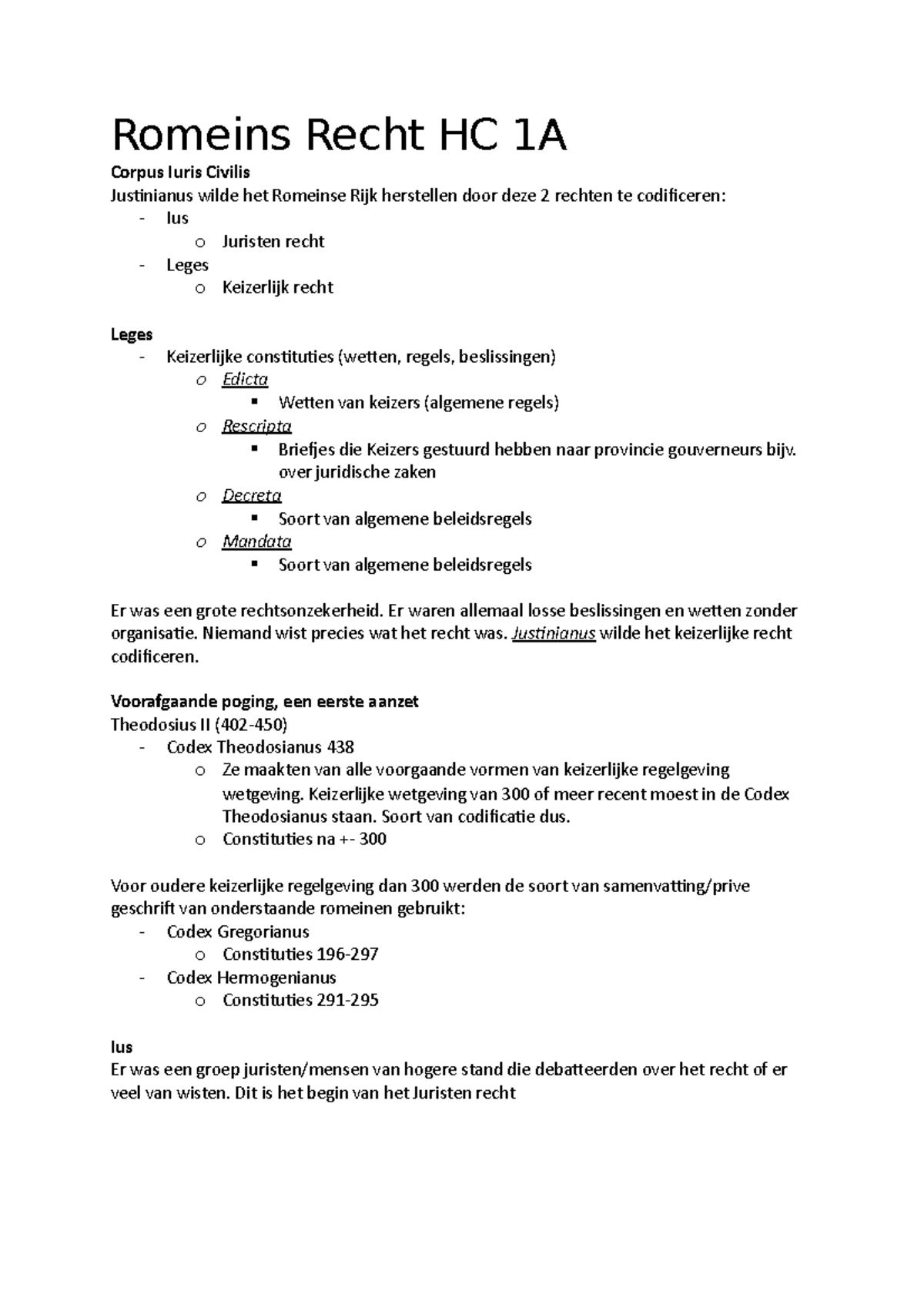 Alle HC Romeins Recht - Romeins Recht HC 1A Corpus Iuris Civilis ...