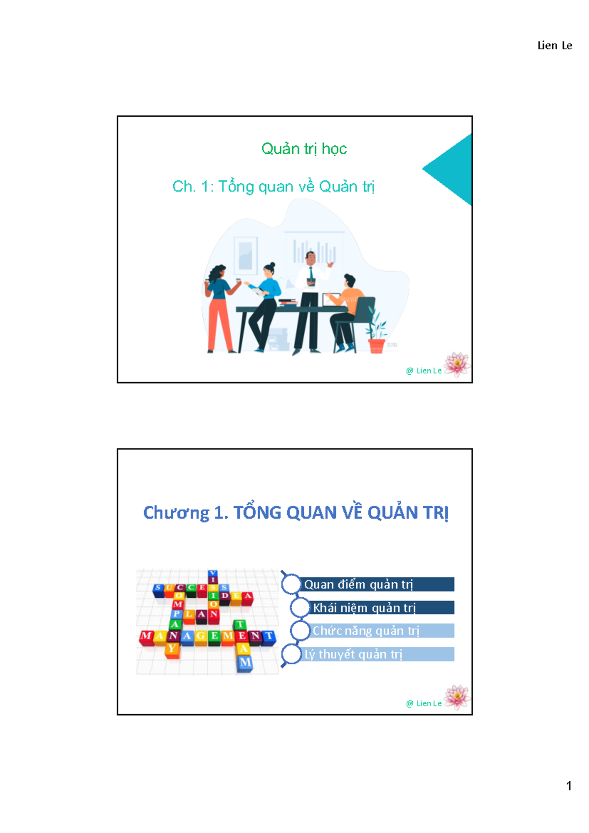 QTH Chuong 1 Khai Niem Quan Tri - @ Lien Le Ch. 1: Tổng quan về Quản ...