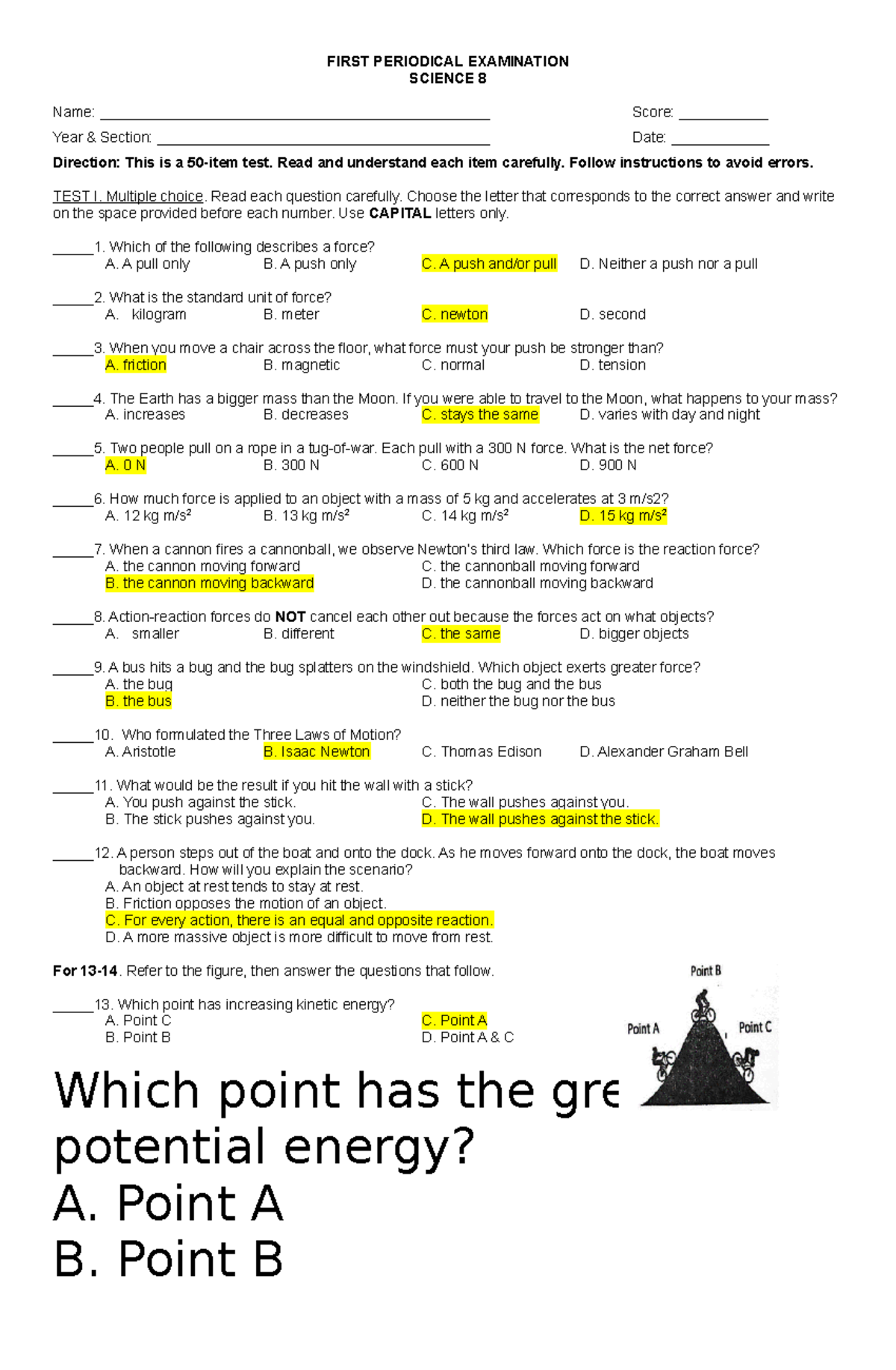 PT Science 8 SIS KEYS - This is a first periodical examination of grade ...