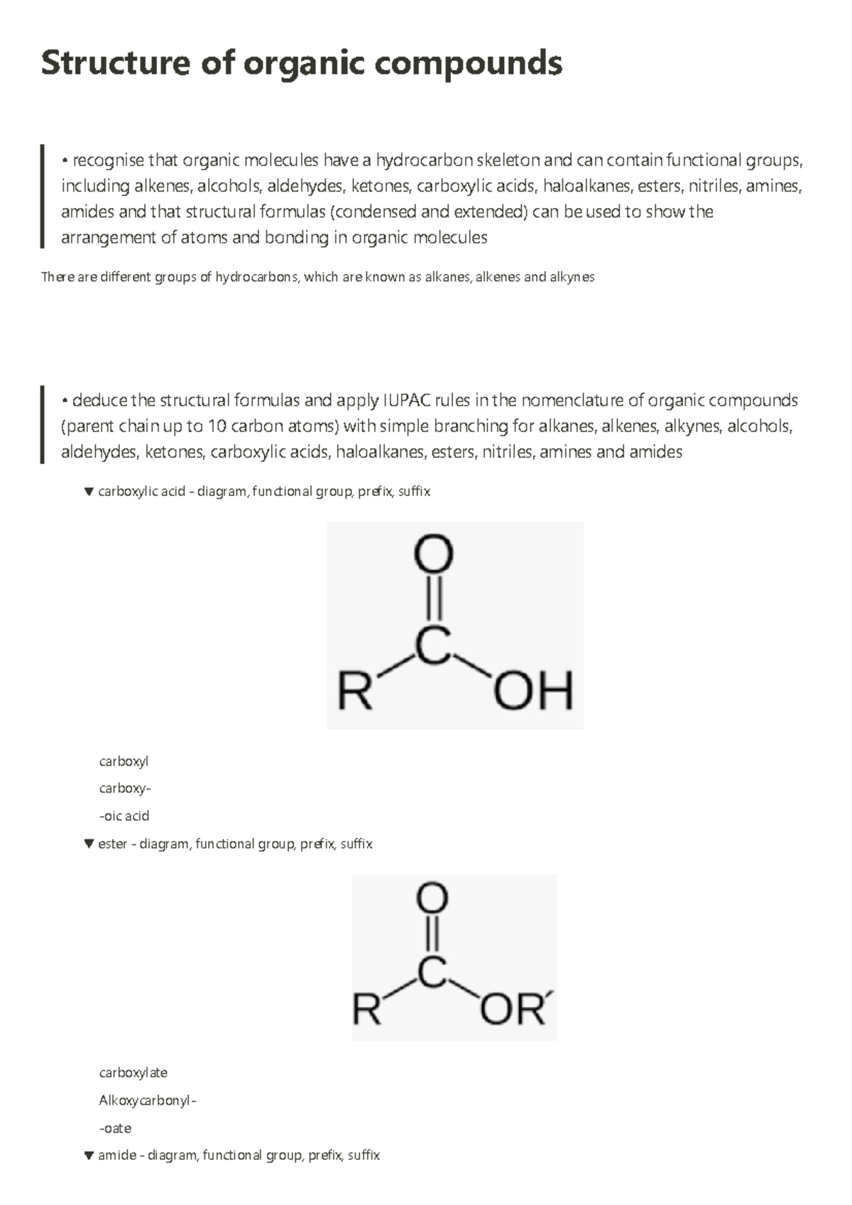 SCI105 Module 1 Structure of organic compounds.pdf Summary - Structure ...