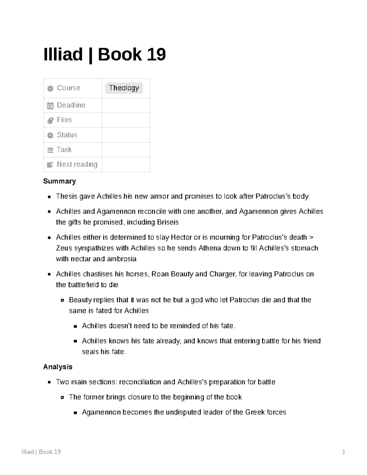 Illiad Book 19 - As the title says - Illiad | Book 19 1 Illiad | Book ...