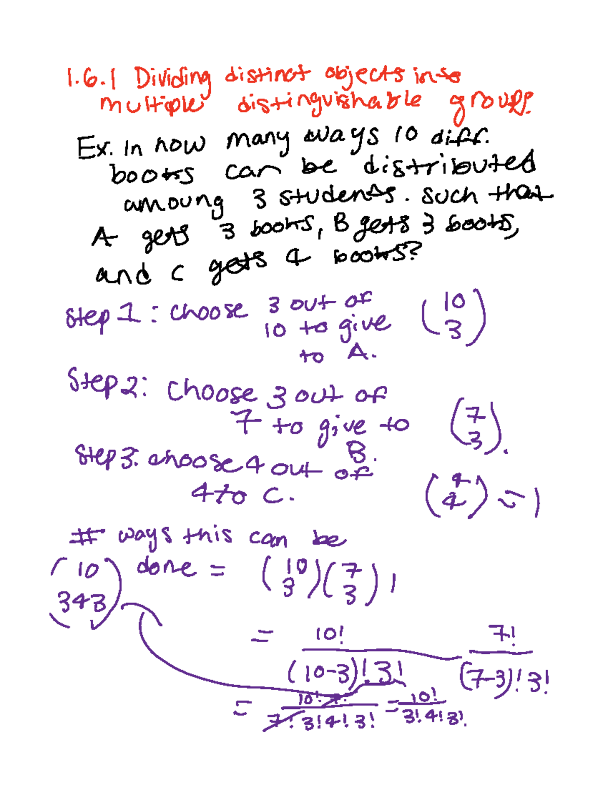 Labeling with distinguishable labels - 1.6 Dividing distinct objects into multiple ...