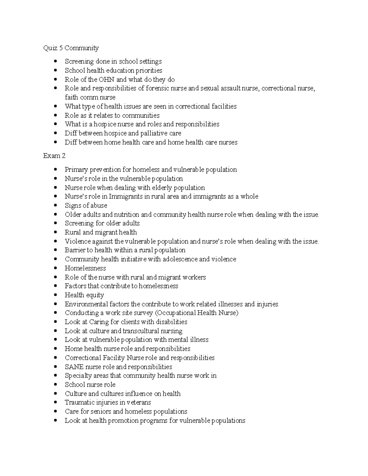 Quiz 5 Community - Great study tool - Quiz 5 Community Screening done ...