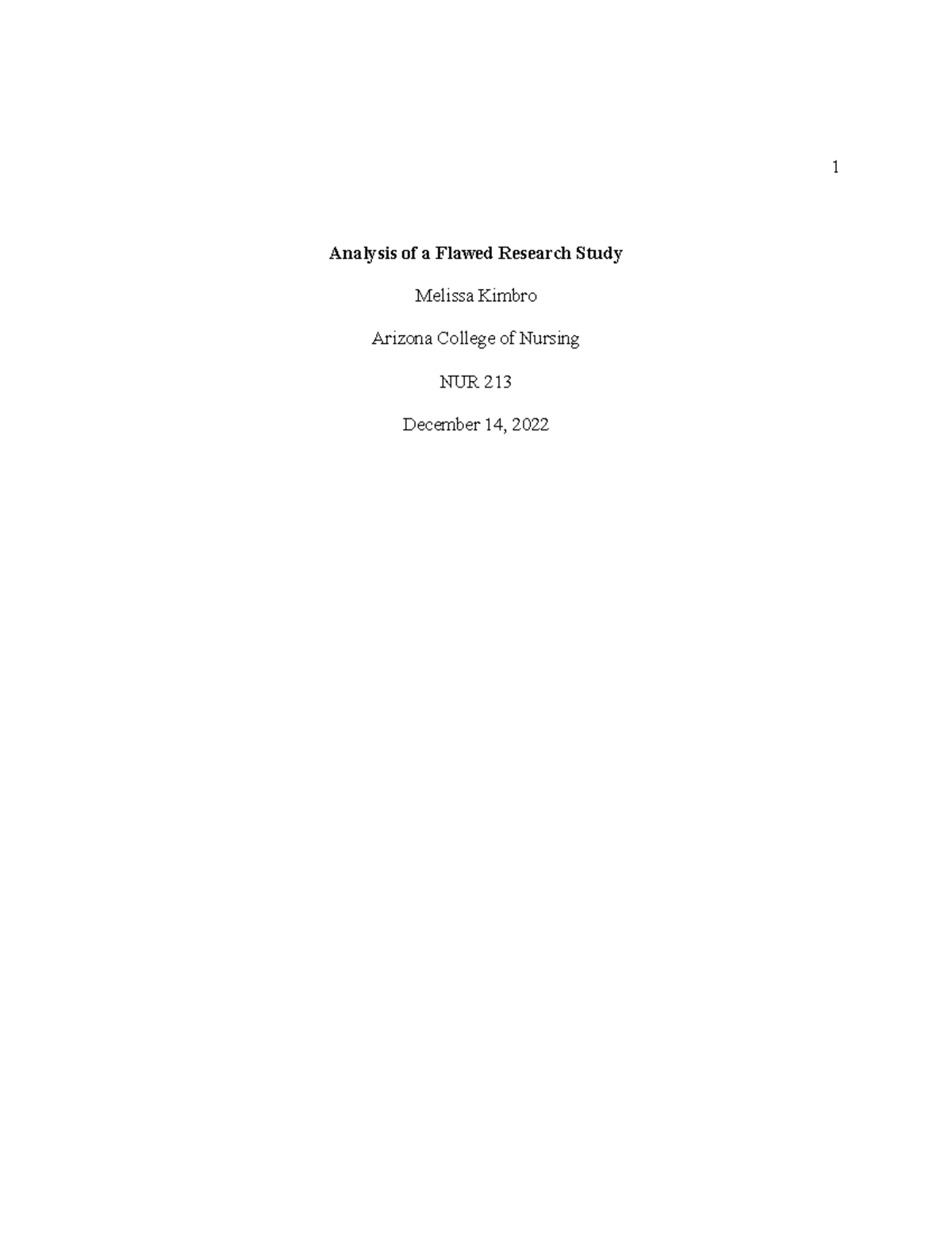 Flawed research study - lll - Analysis of a Flawed Research Study ...