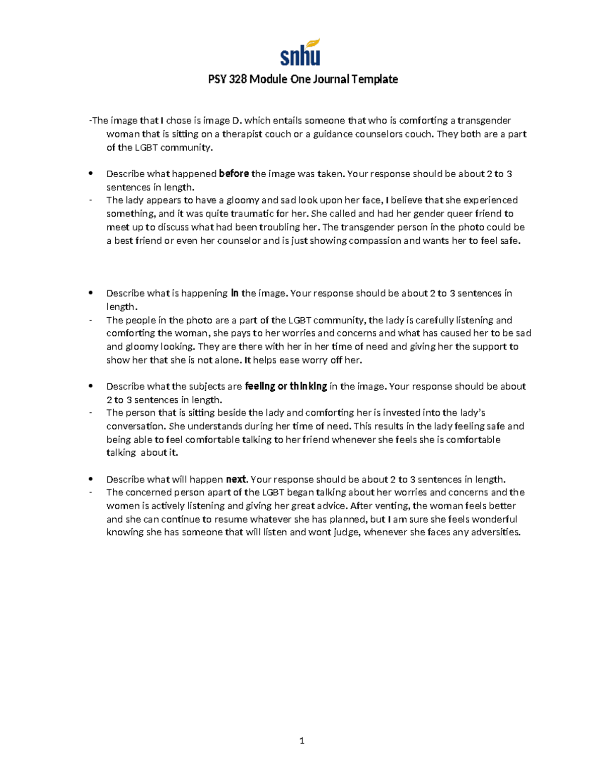 PSY 328 Module One Journal Template completeeee - PSY 328 Module One ...