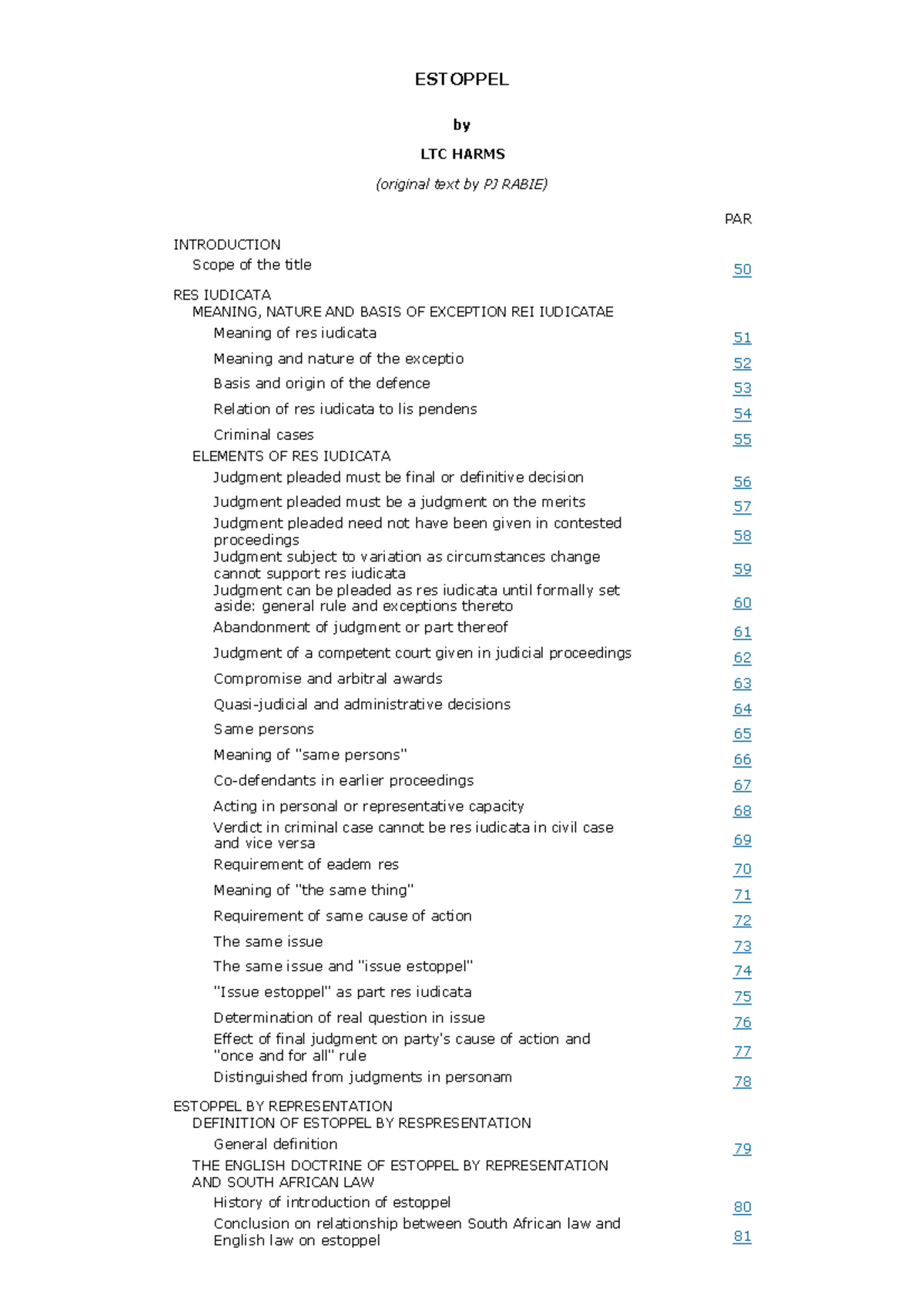 LTC Harms Estoppel Lawsa Vol 18 3rd Ed - ESTOPPEL by LTC HARMS ...