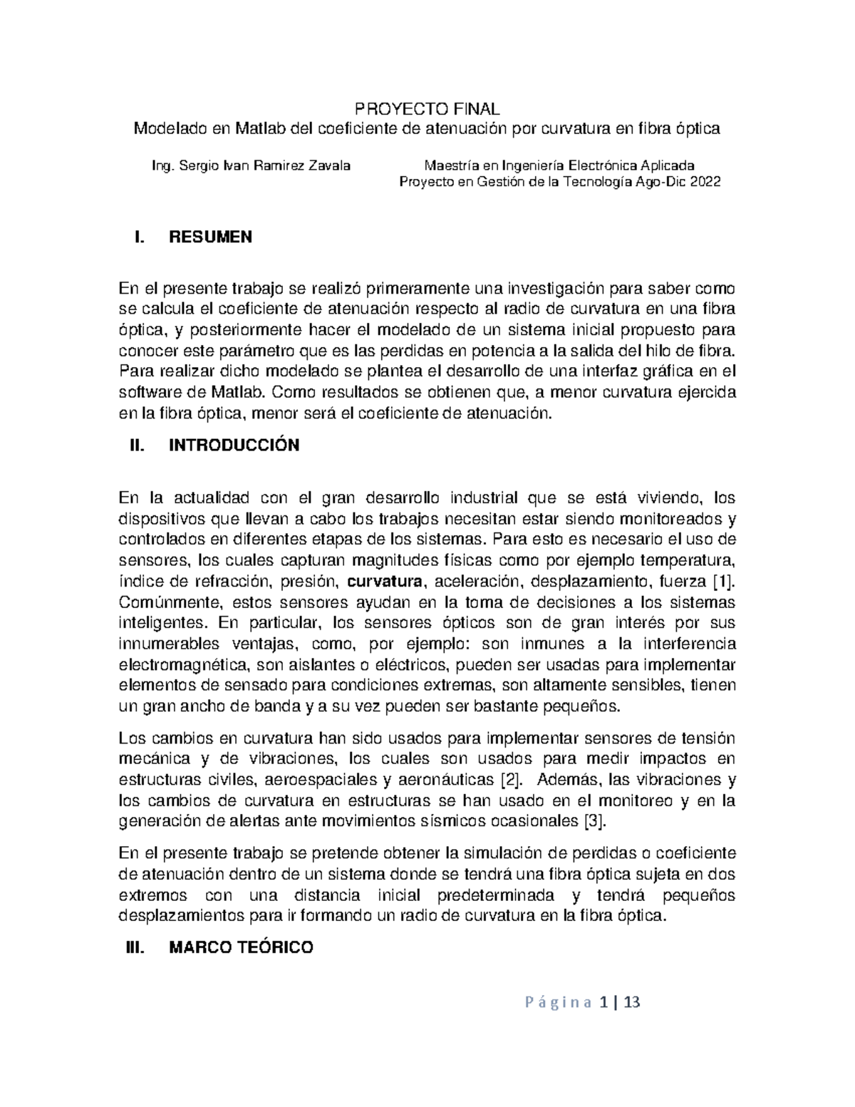 Modelado de curvatura - PROYECTO FINAL Modelado en Matlab del coeficiente de atenuación por ...