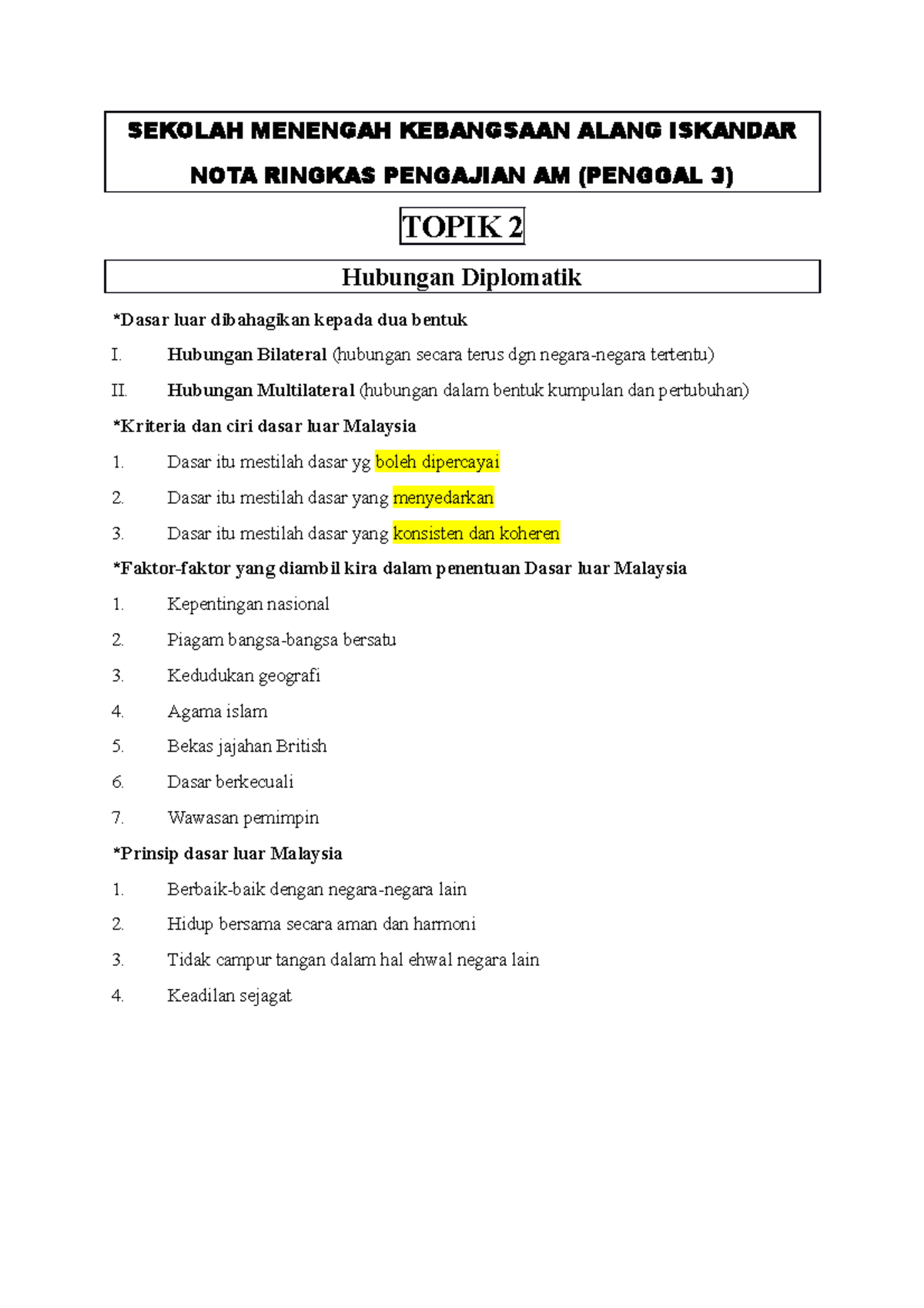 Ringkasan NOTA PA SEM 3 - pa sem 3 - SEKOLAH MENENGAH KEBANGSAAN ALANG ISKANDAR NOTA RINGKAS ...