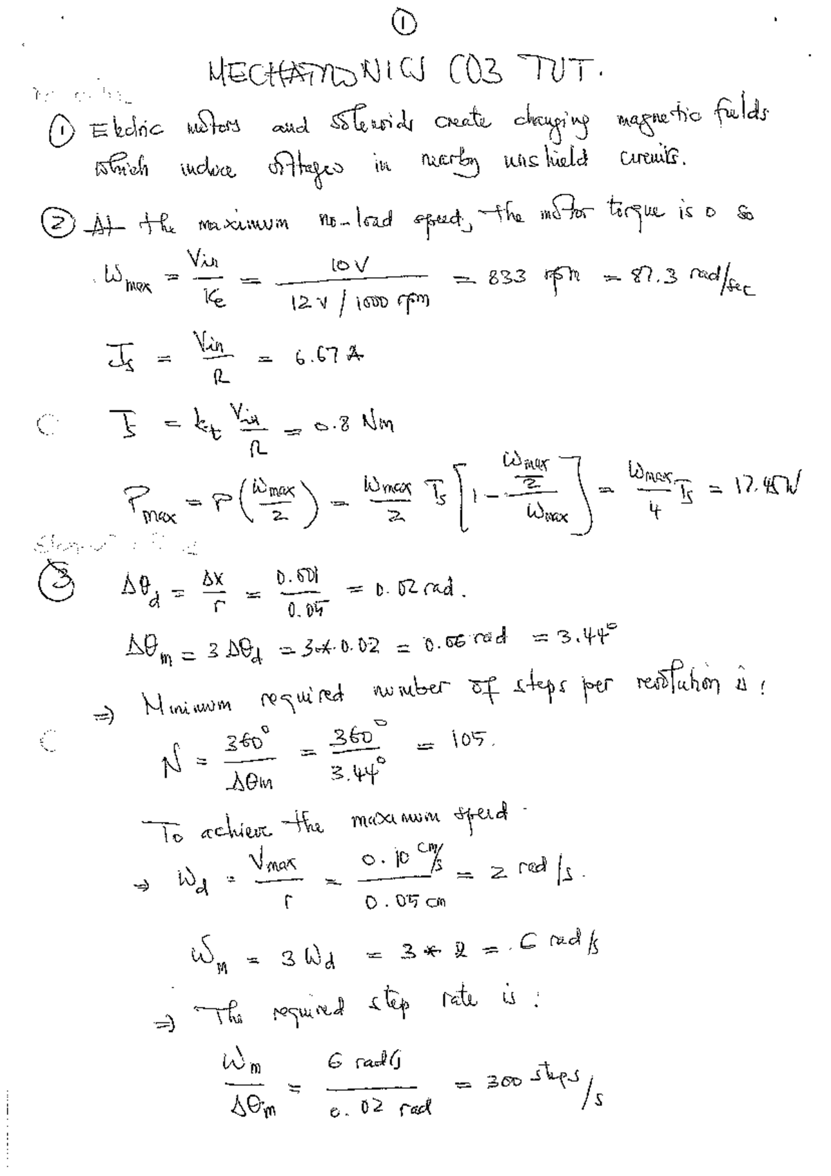 Mechatronics TUT C03 Memo - I MECHANONICS CO3 TUT. removers I Electric ...