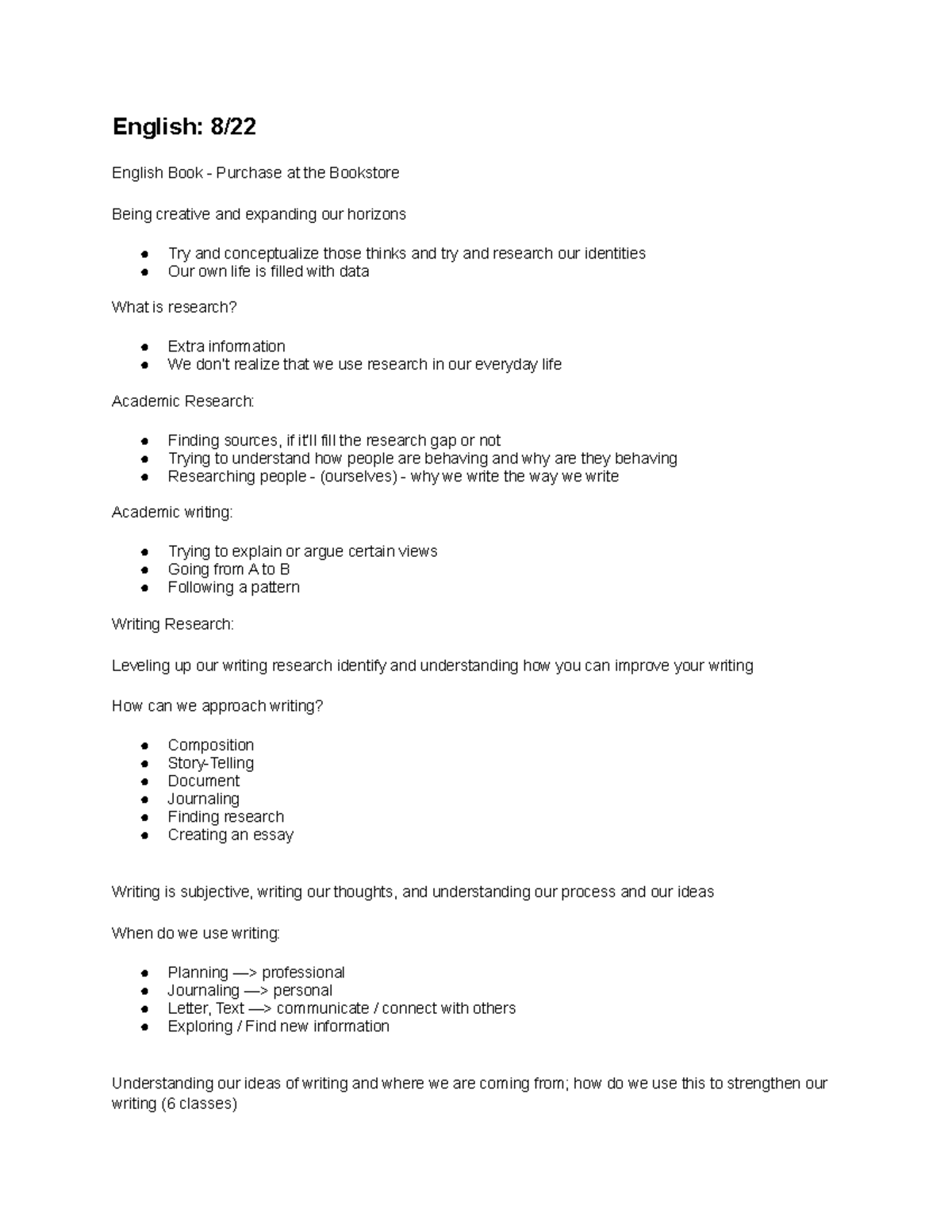 ENG 101 Notes - 8.22 - English: 8/ English Book - Purchase at the ...