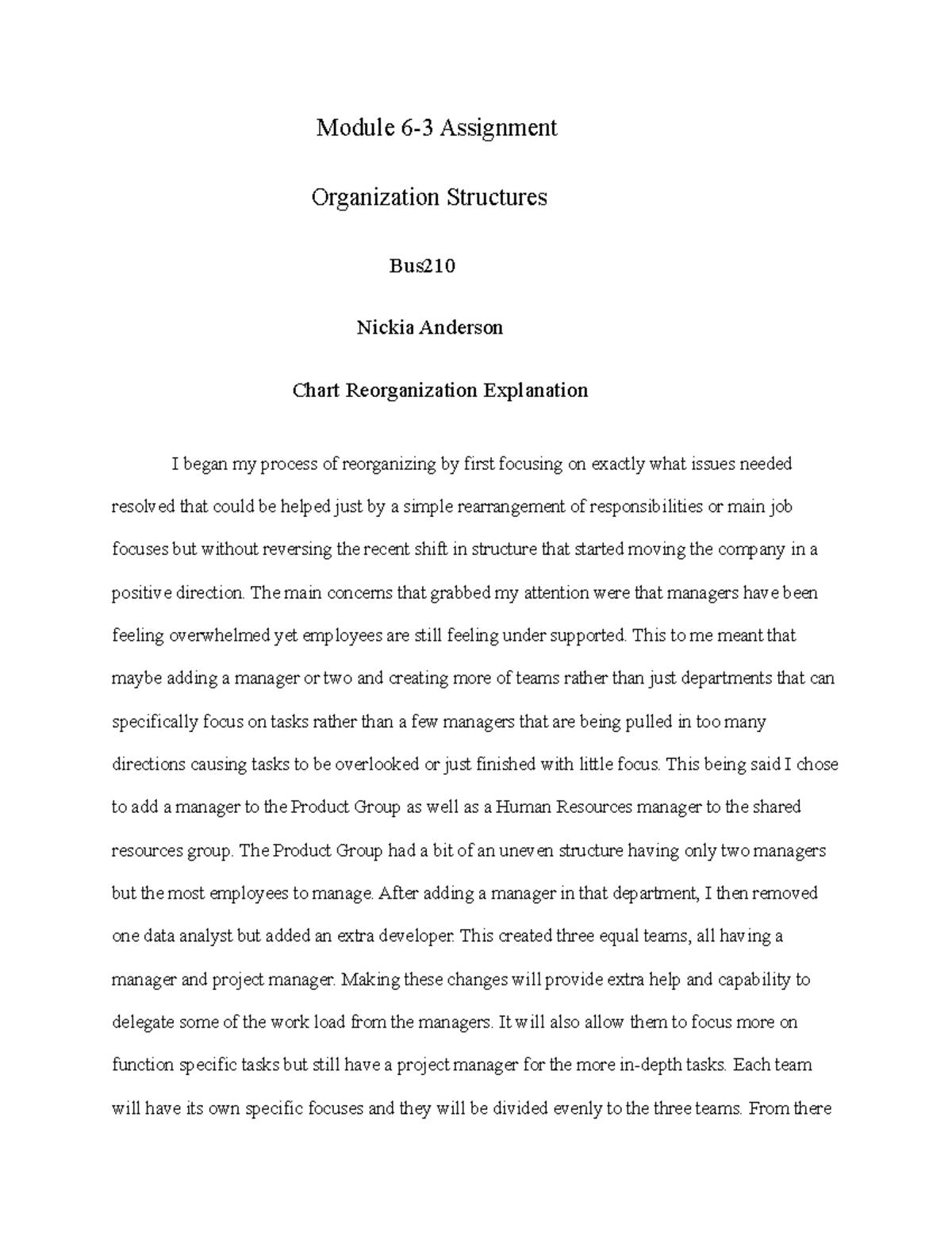 Module 6-3 assignment-Organizational Structures - Module 6-3 Assignment ...