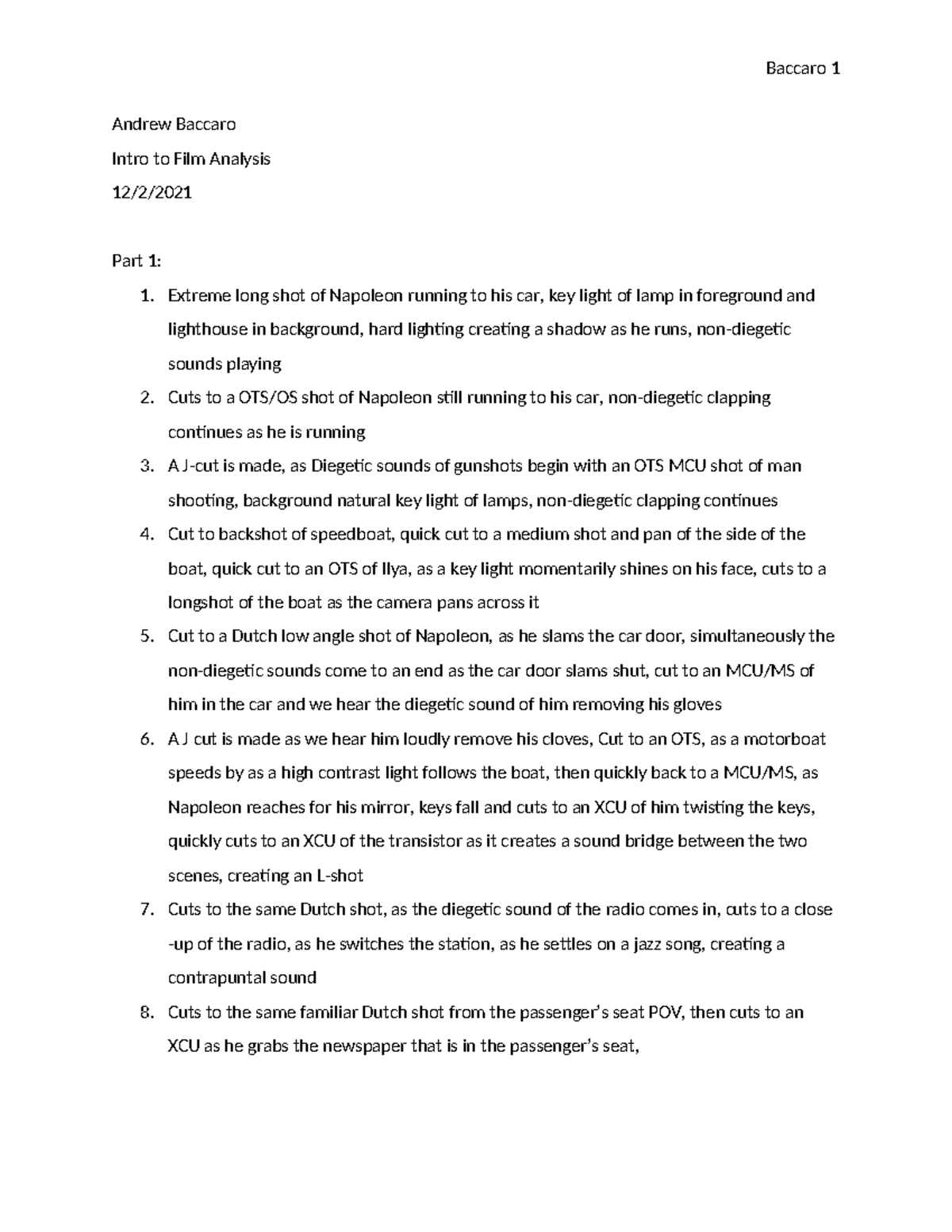 Film Breakdown - njbu;iv - Baccaro 1 Andrew Baccaro Intro to Film ...