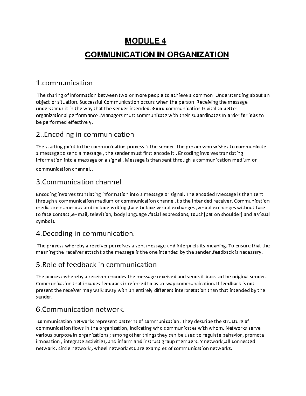 M4 OB - MODULE 4 COMMUNICATION IN ORGANIZATION 1 .communication The ...