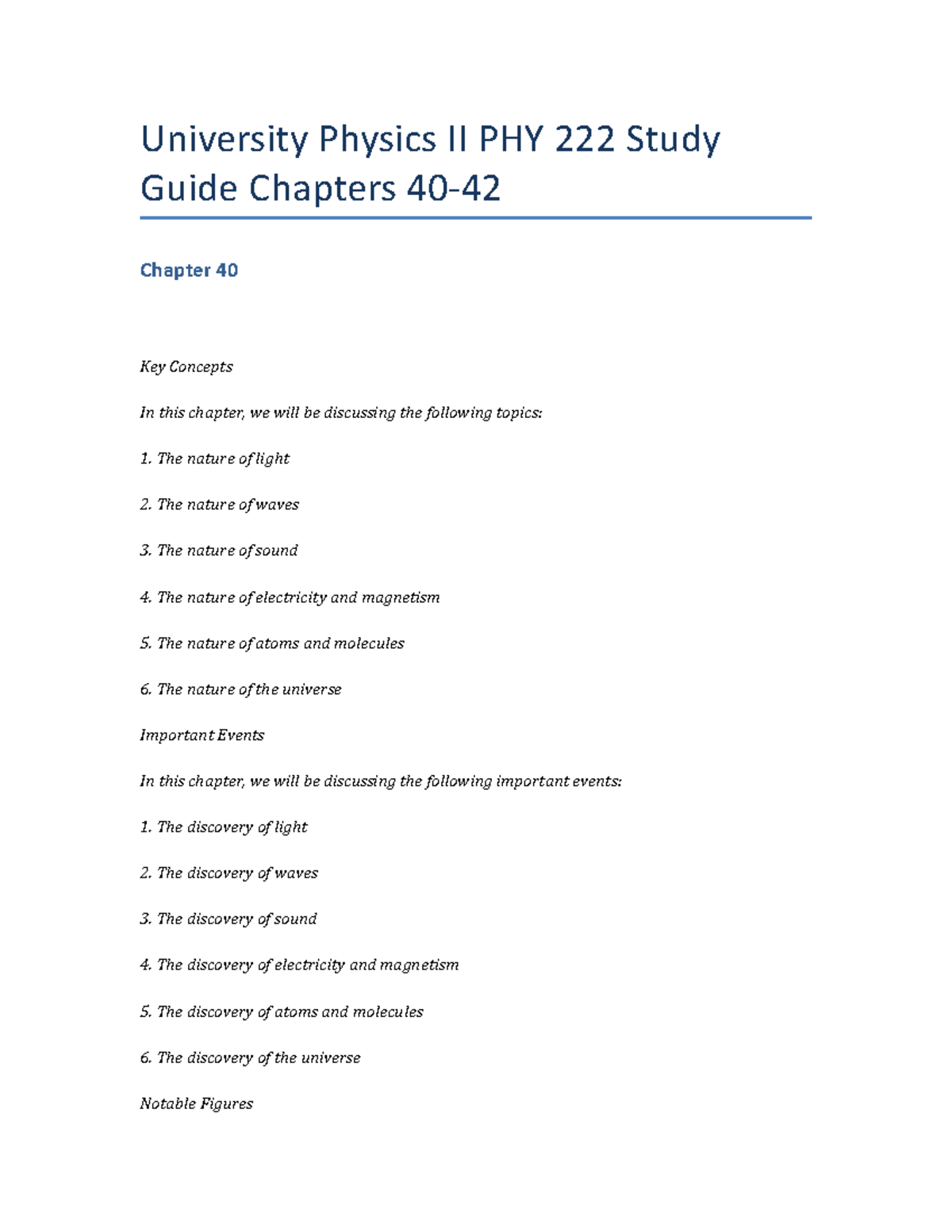 University Physics II PHY 222 Study Guide Chapters 40-42 - University ...