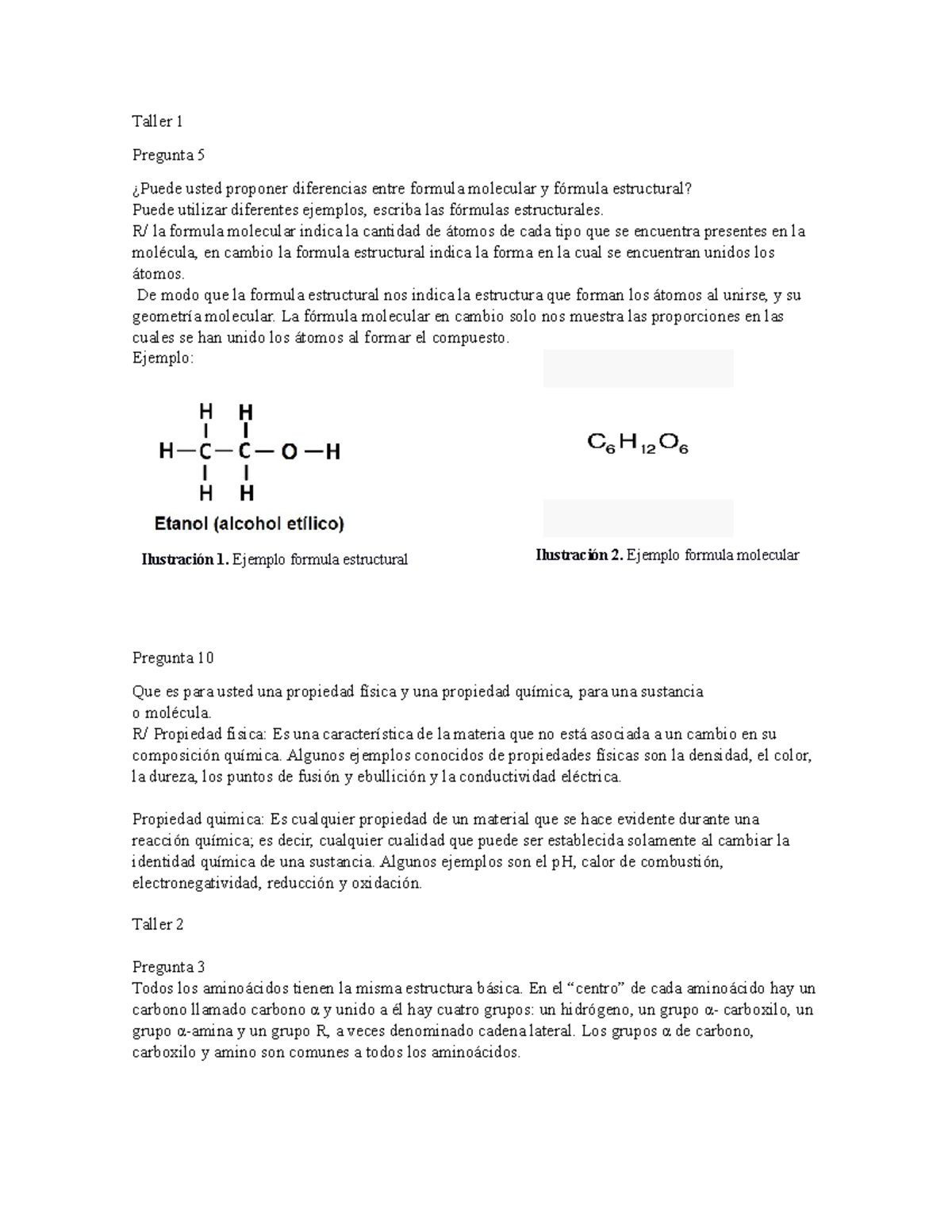 Taller bioquimica - vvvvvvvv - Taller 1 Pregunta 5 ¿Puede usted ...