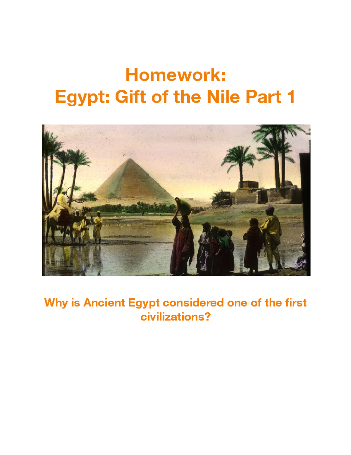 Copy of Homework Egypt Gift of the Nile Part 1 - Homework: Egypt: Gift ...