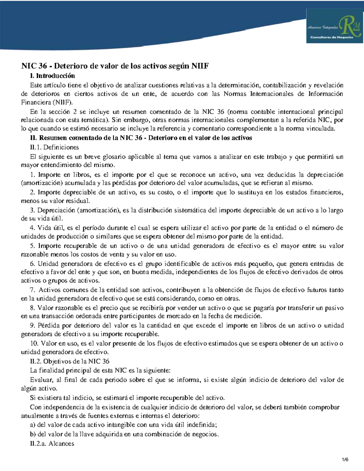Resumen NIC-36-Deterioro-NIIF - NIC 36 - Deterioro de valor de los ...