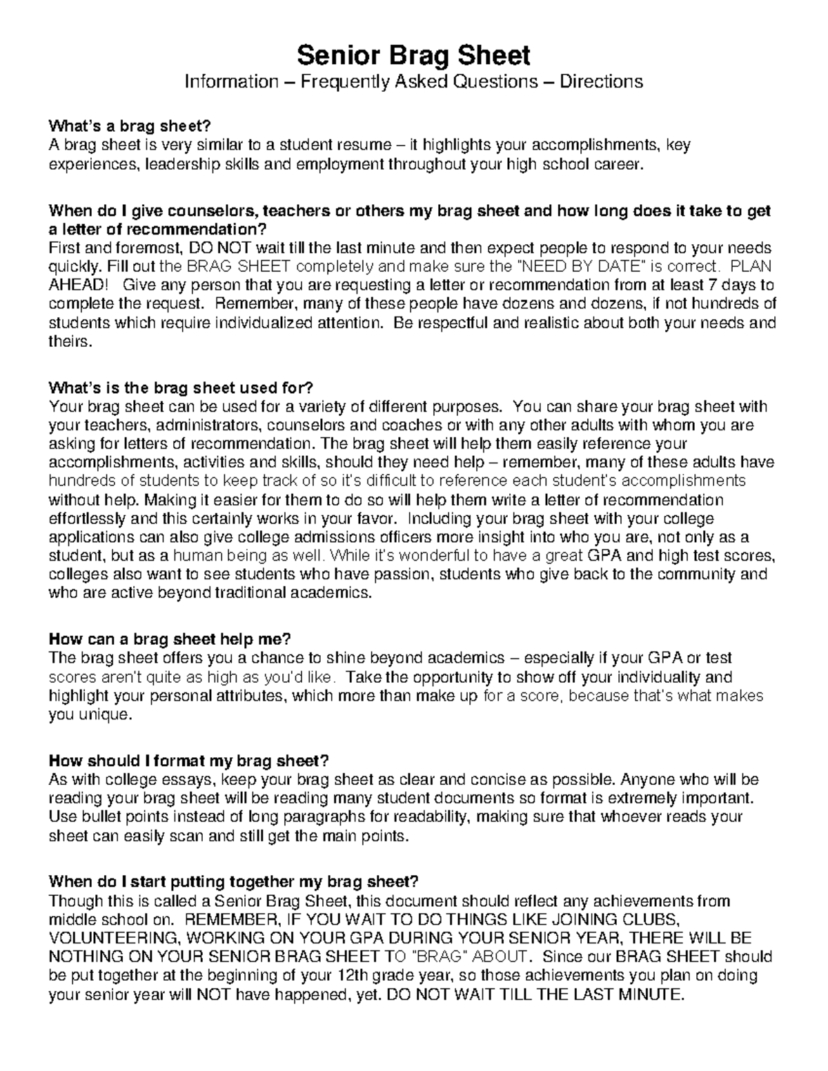 [Template] Senior Brag Sheet Fillable FORM - Senior Brag Sheet ...