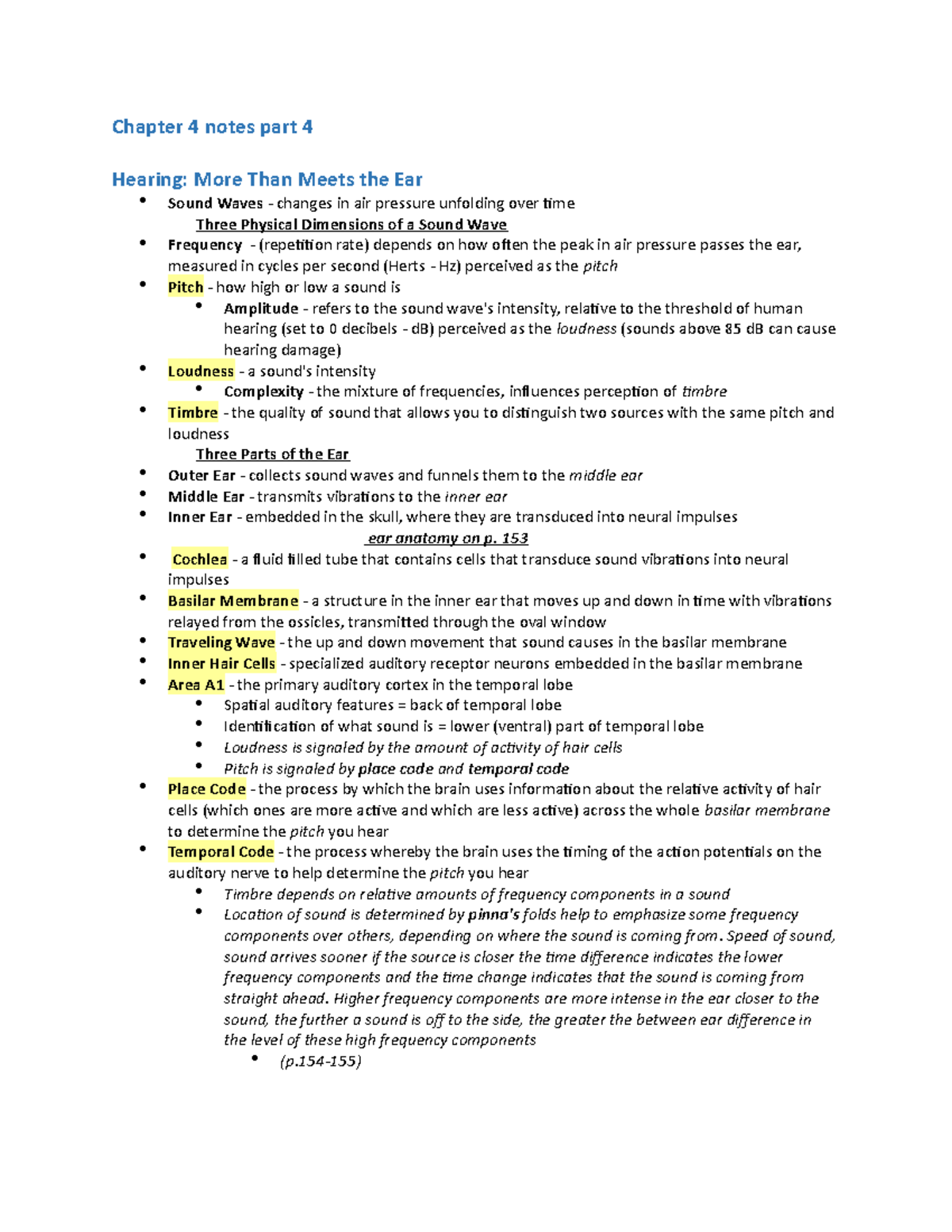 Chapter 4 notes part 4 - Chapter 4 notes part 4 Hearing: More Than ...