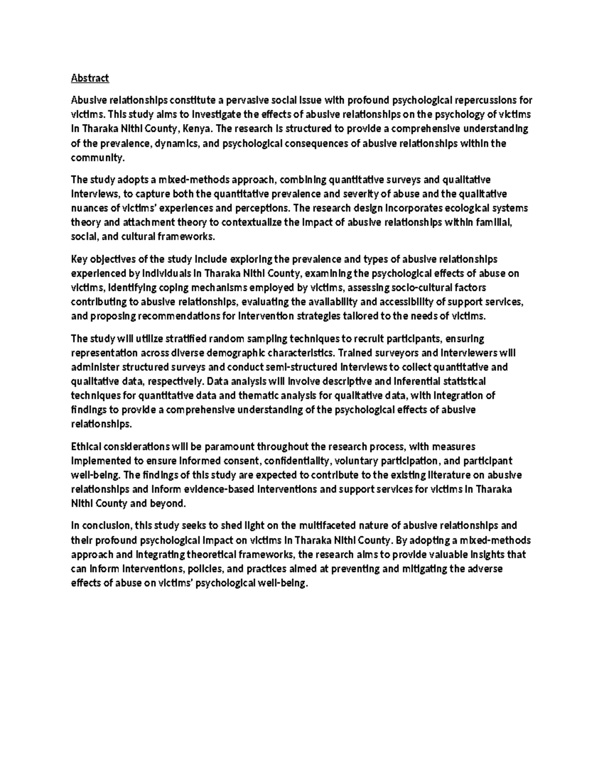 Proposal Research FOR PSYCHOLOGY CRIMINALISM - Abstract Abusive ...