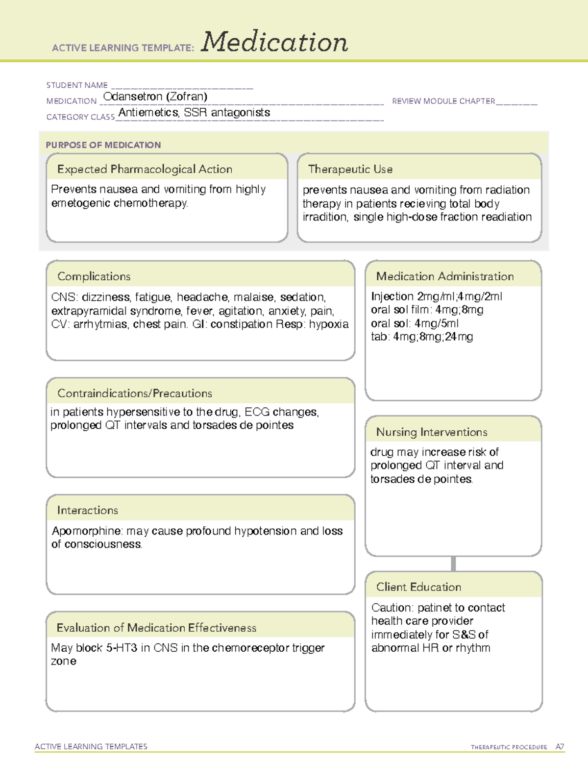 Odanestron MED TEMP - med temp - ACTIVE LEARNING TEMPLATES THERAPEUTIC ...