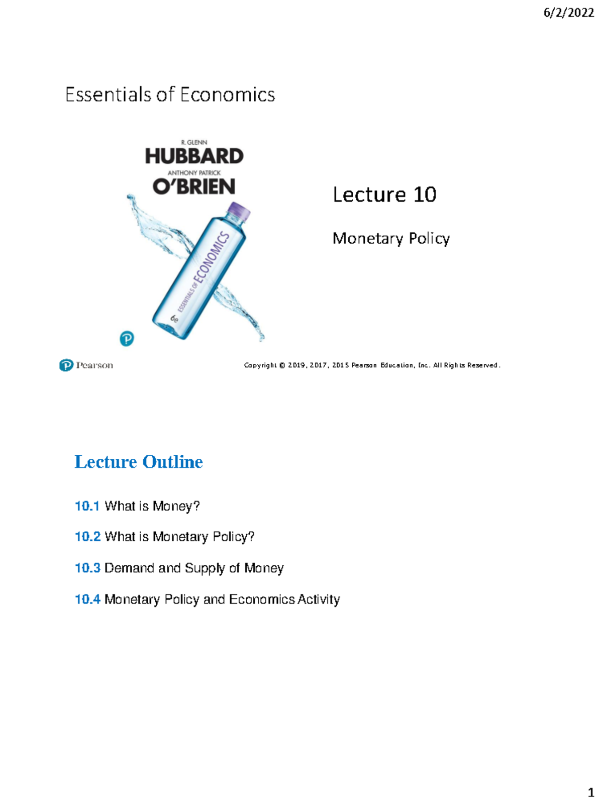ECO10004 Semester 1, 2022 Lecture 10 - Essentials of Economics Lecture ...