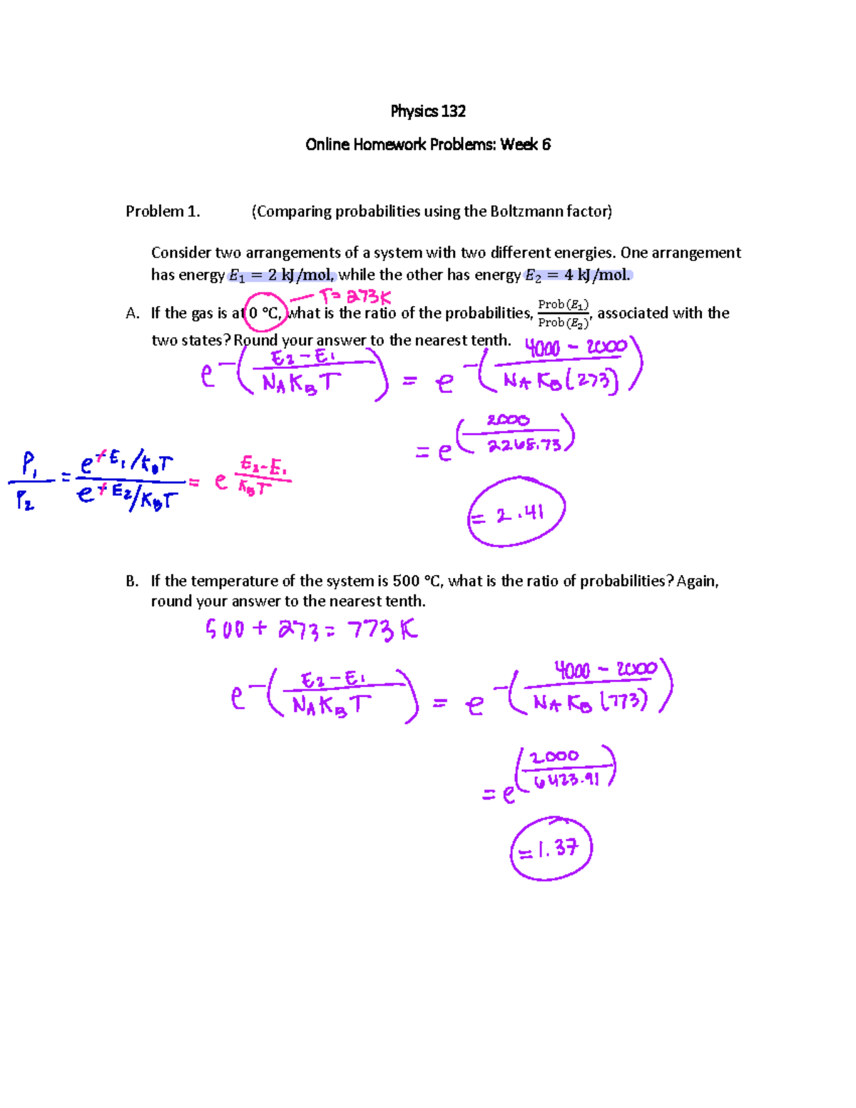 Online HW week 6-10 - Physics 132 Online Homework Problems: Week 6 ...