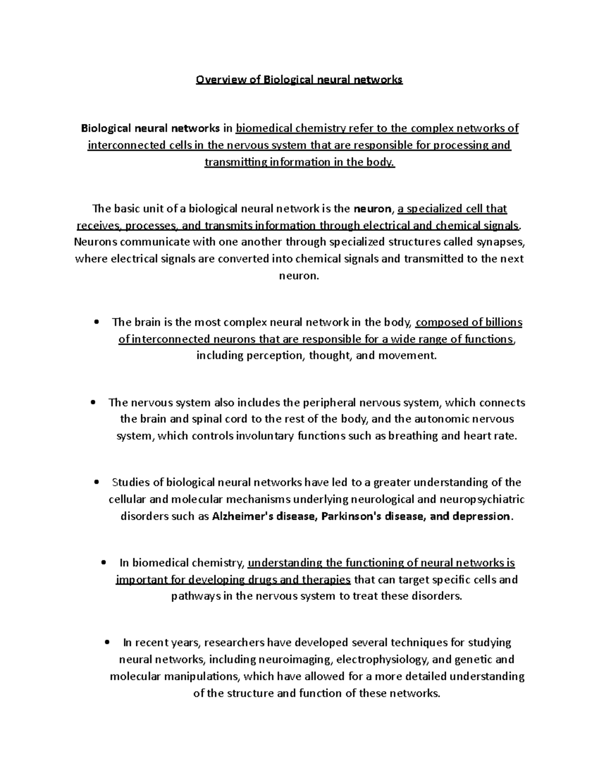 Document 87 (78) - Overview of Biological neural networks - Overview of Biological neural ...