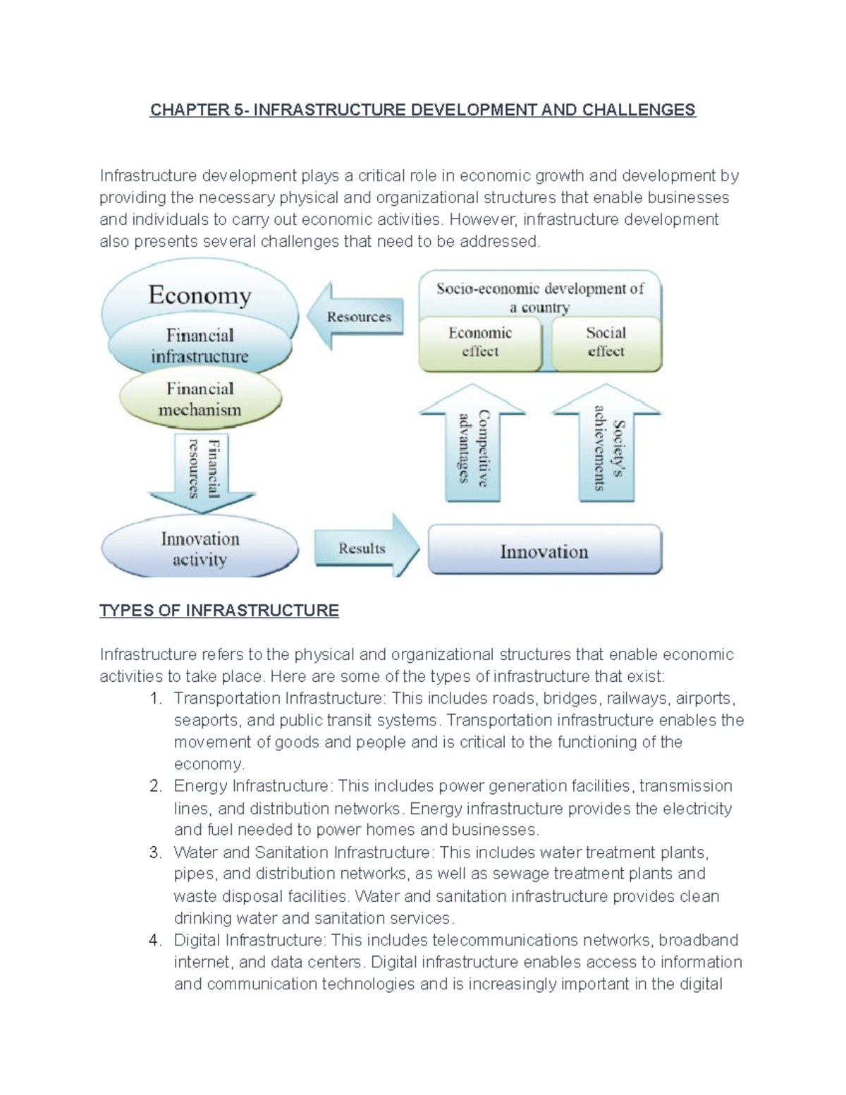 Chapter 5- Infrastructure Development AND Challenges - CHAPTER 5 ...