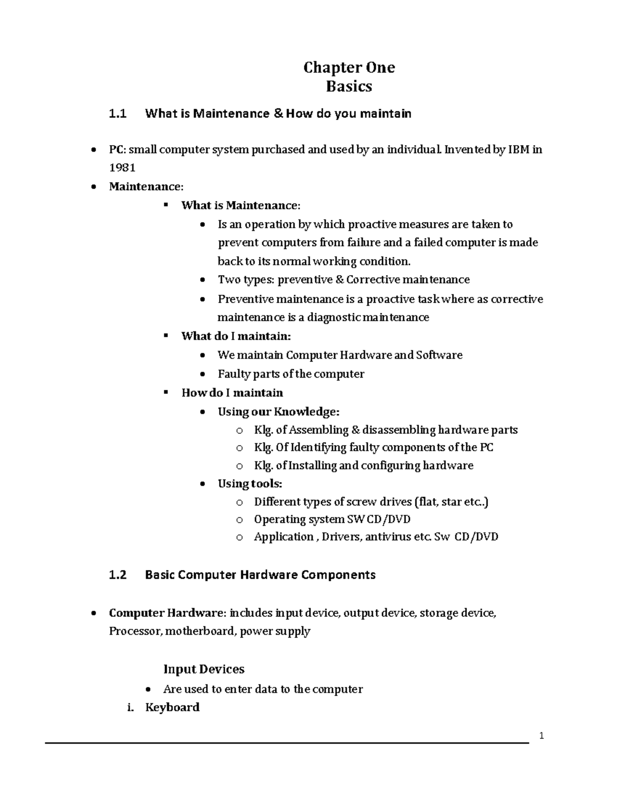 Chapter One - 1 Chapter One Basics 1 What is Maintenance & How do you ...