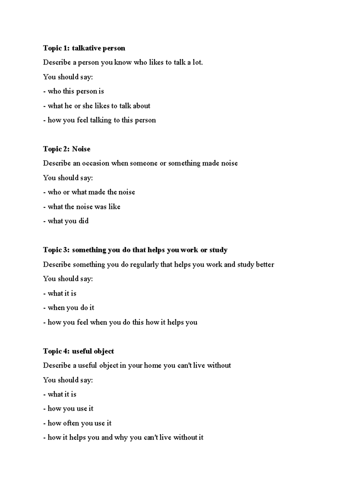 Speaking Part 2 - Topic 1: talkative person Describe a person you know ...