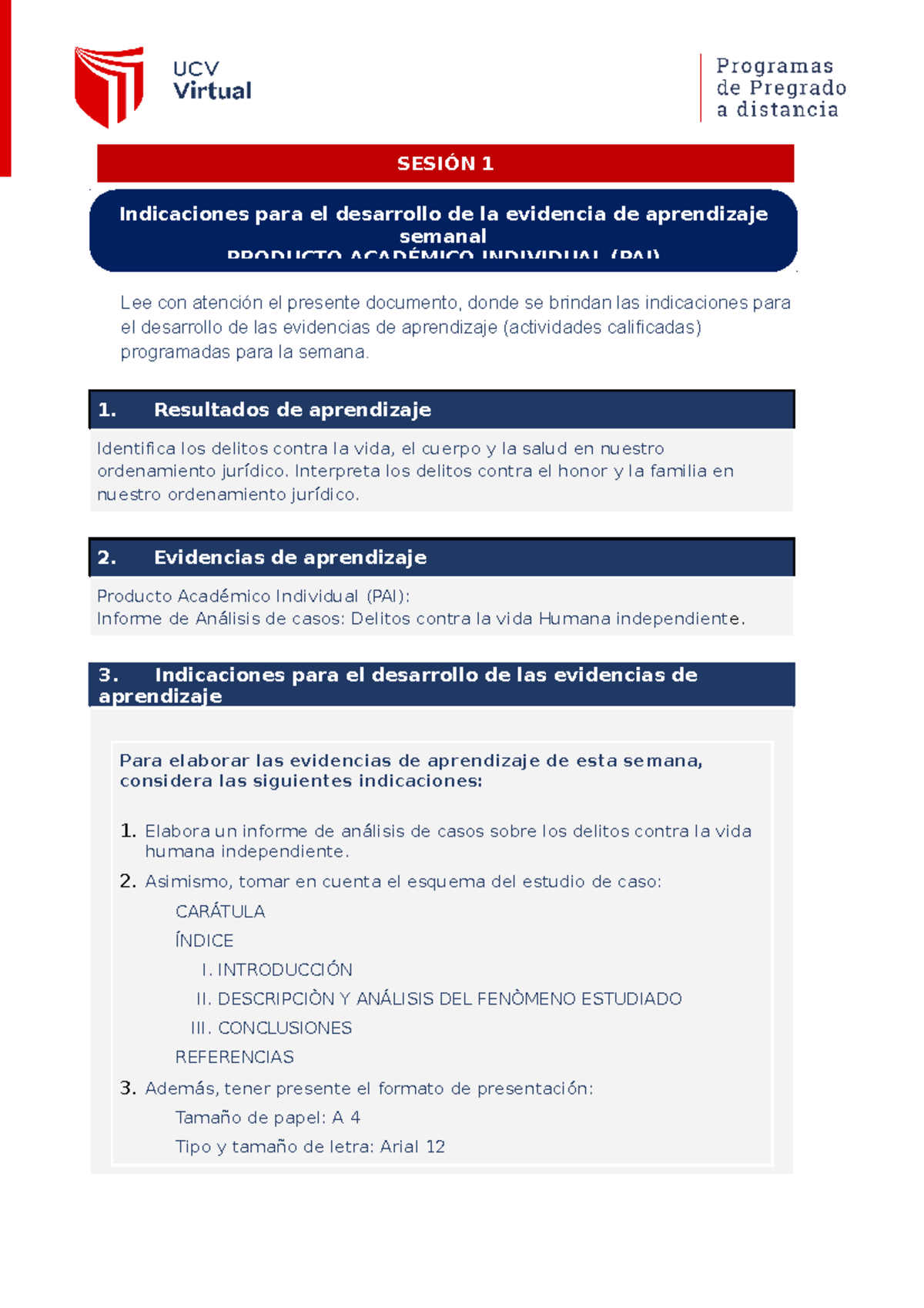 Indicaciones para el desarrollo de PAI S1 II - Lee con atención el ...