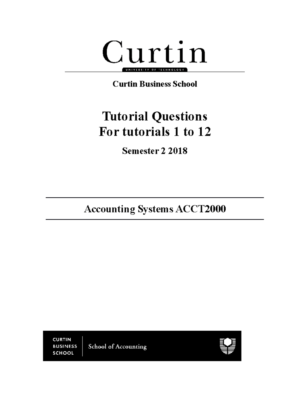 Sample/practice exam 19 November 2018 - Curtin Business School Tutorial ...