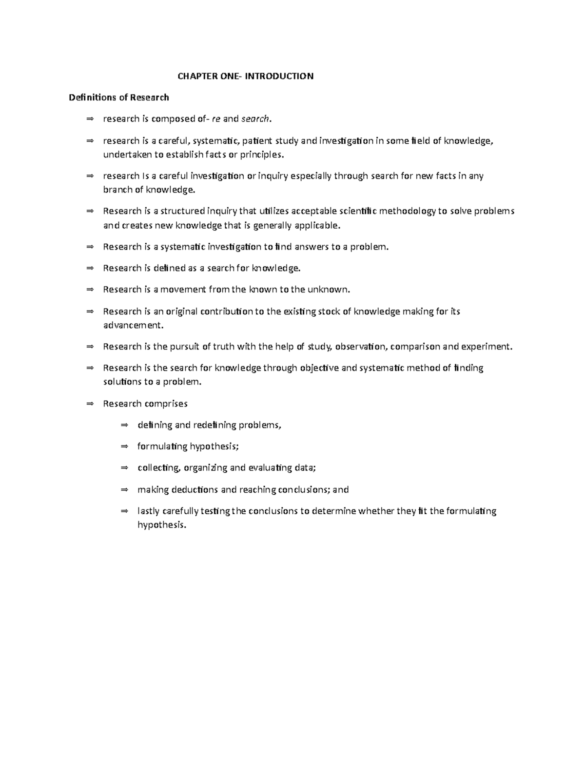 Introduction to research - CHAPTER ONE- INTRODUCTION Definitions of ...