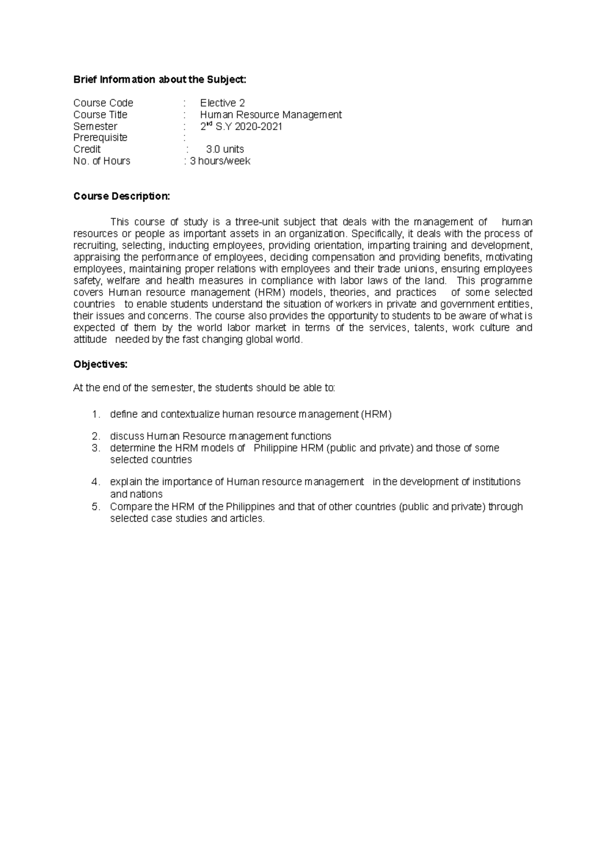 HRM-Module-1 - Hrm module 1 - Brief Information about the Subject ...
