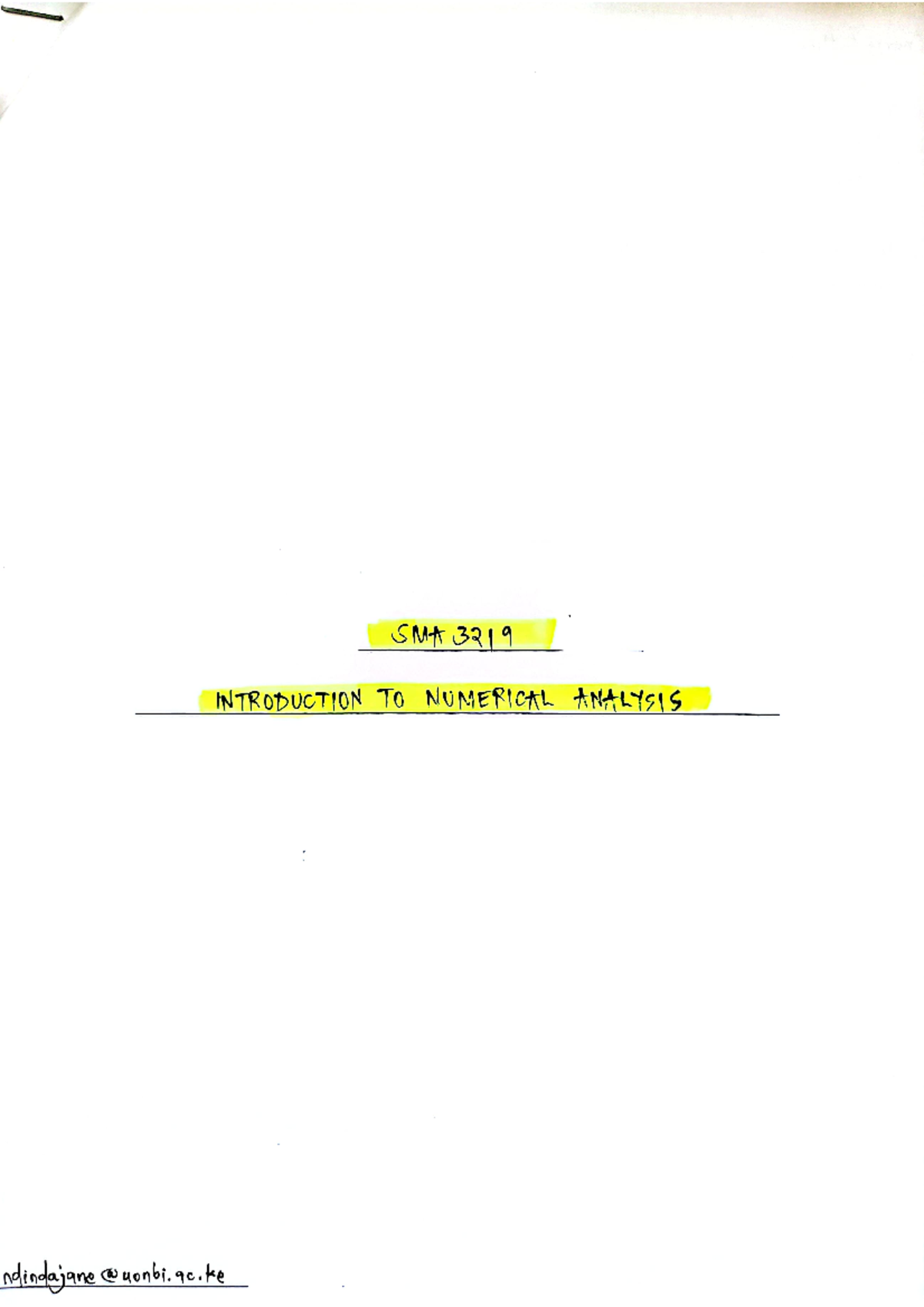 Numerical Analysis - Studocu