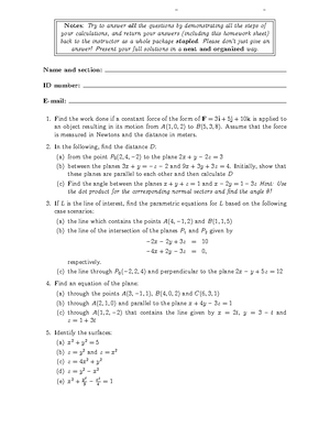 Calc 3 exam 1 review - Practice problems from old exams for math 233 ...